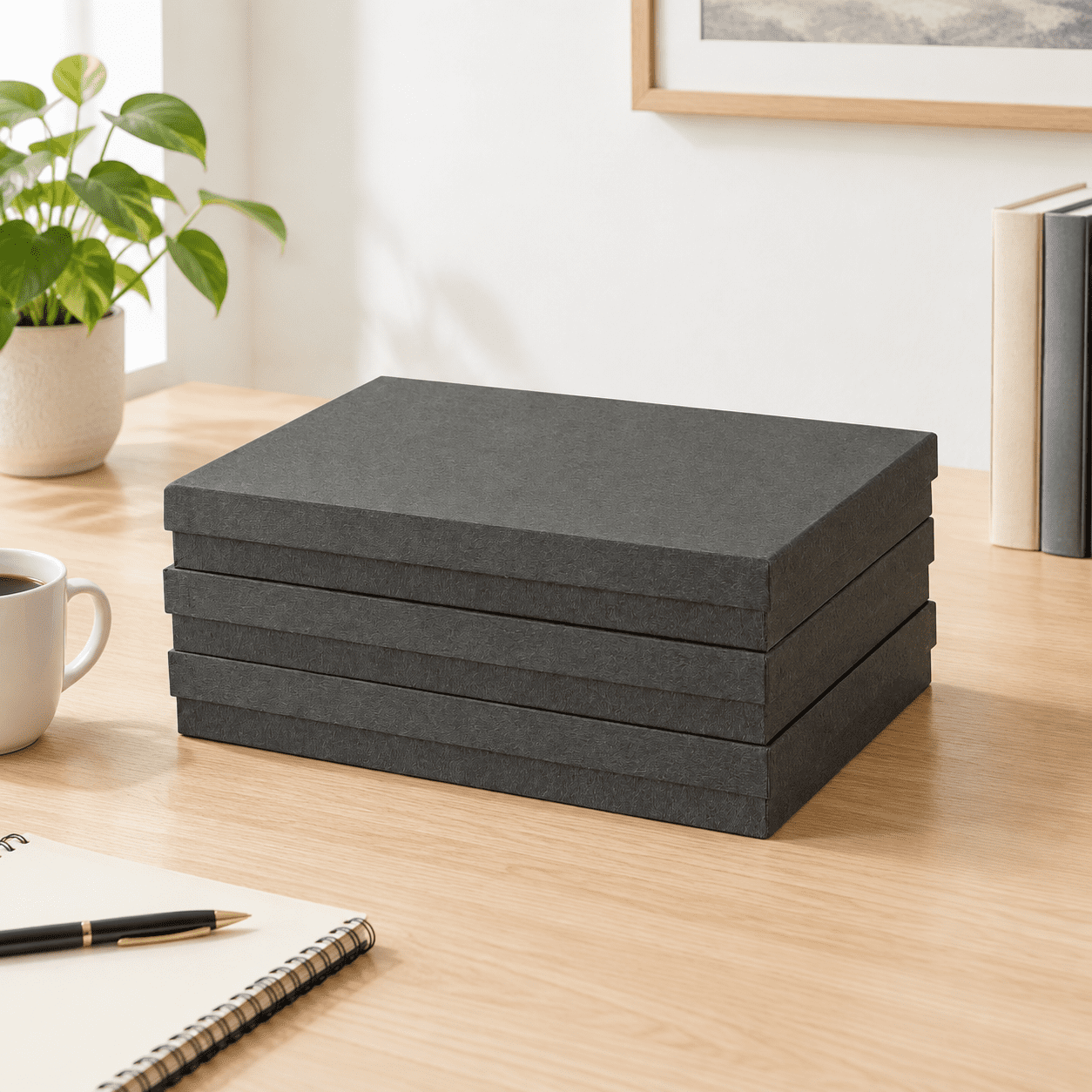 Slate Gray Letter Size Document Storage Boxes with Lids, Set of 3 ...