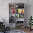 Slate Gray Matte 42 Inch Wide 2 Piece Modern Storage Bookcase Set ...