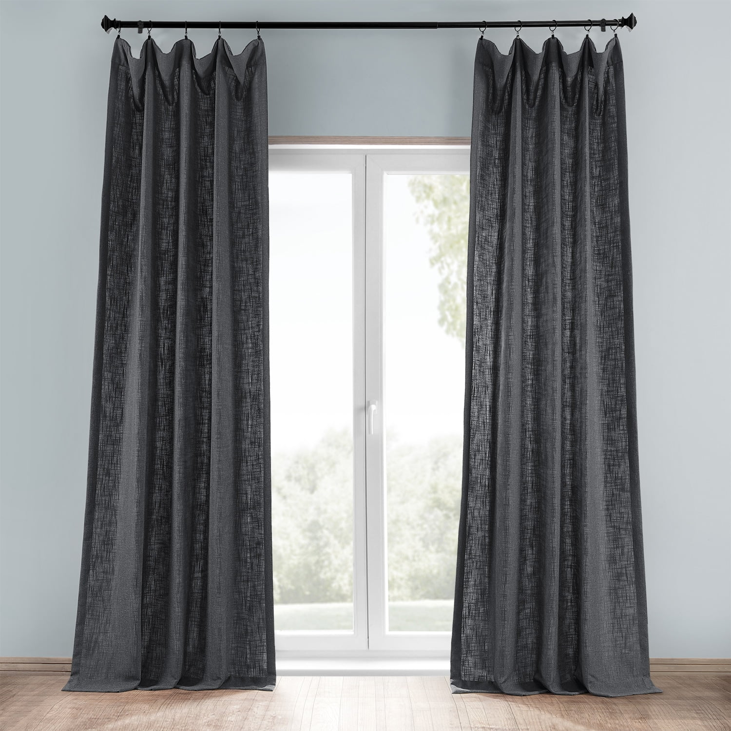 Slate Grey Heavy Faux Linen Curtain (1 Panel), Slate Grey, 50W X 120L ...