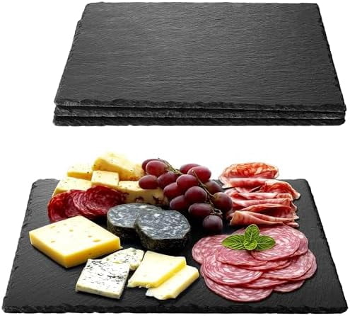 Slate Plates - Food Contact Safe Black Stone Plates - Charcuterie ...