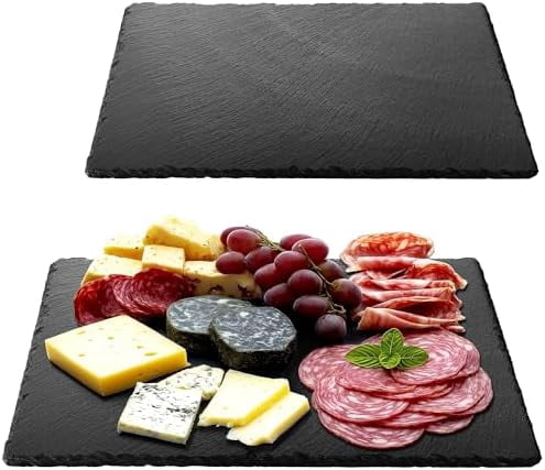 Slate Plates - Food Contact Safe Black Stone Plates - Cheese Platter ...