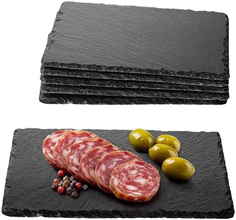 Slate Plates - Food Contact Safe Black Stone Plates - Cheese Platter ...