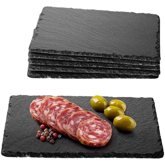 Slate Plates - Food Contact Safe Black Stone Plates - Cheese Platter ...