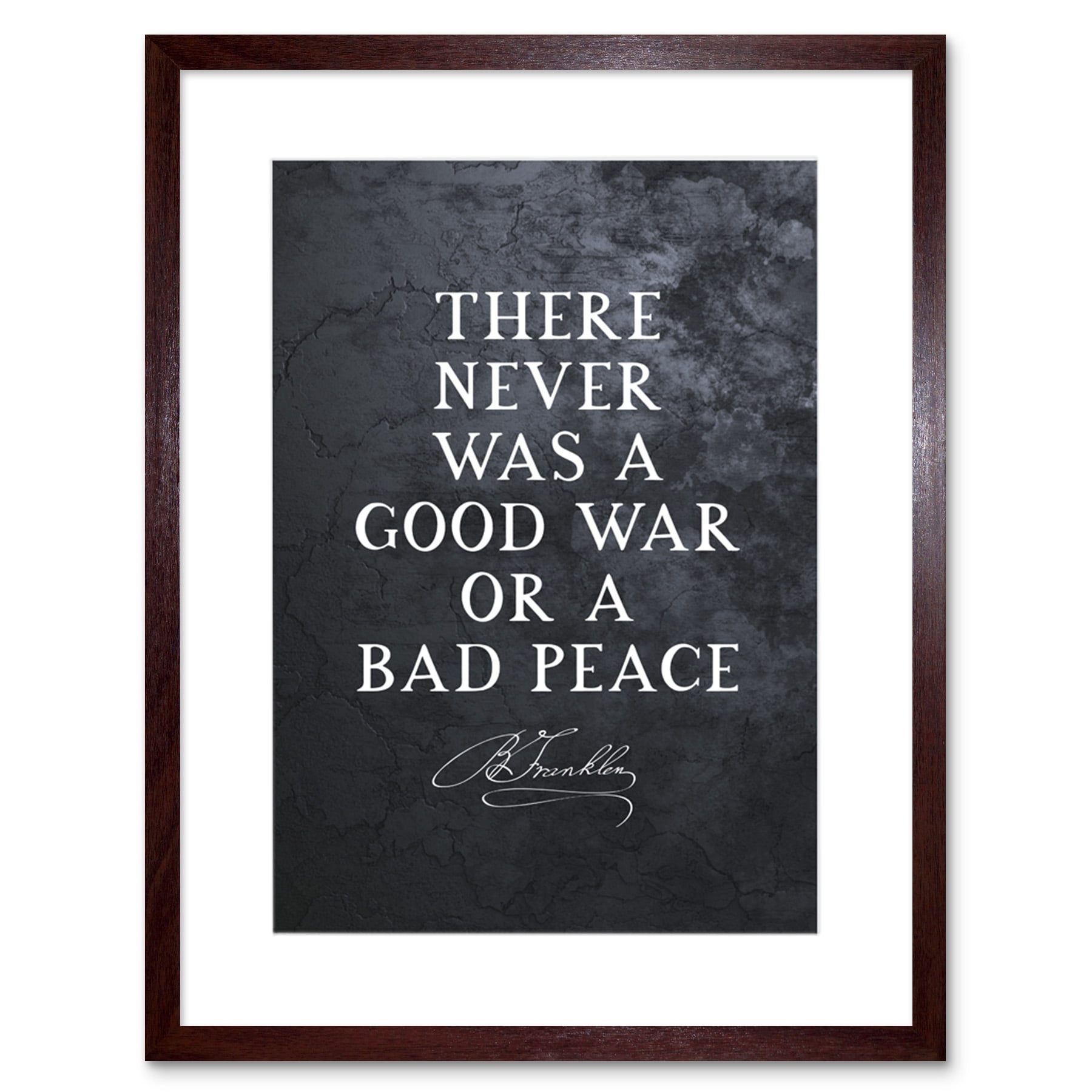 Slate Quote Benjamin Franklin Bad Peace Artwork Framed Wall Art Print ...