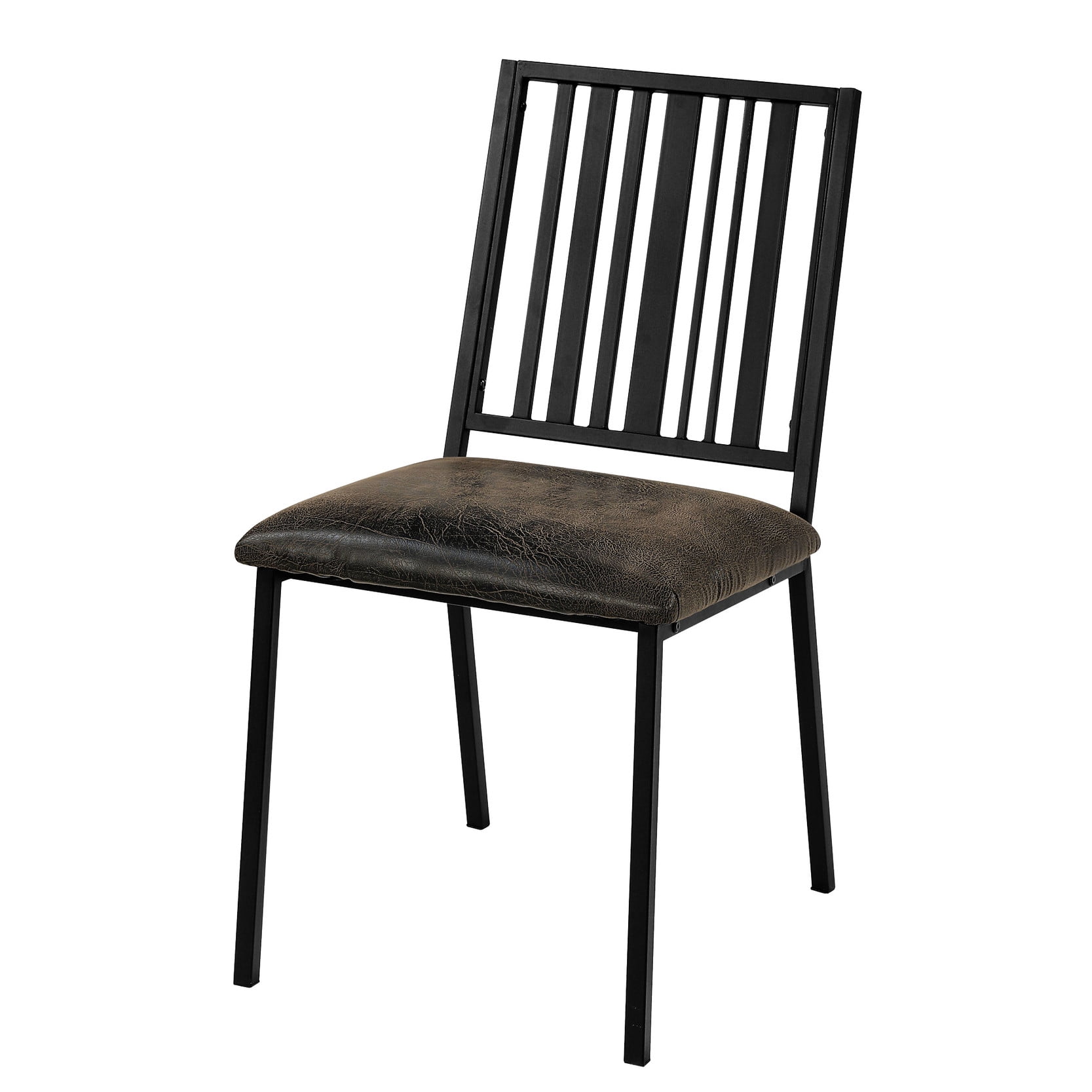 Slatted Base Side Chair Set in Brown and Black / Suitable for Dining ...