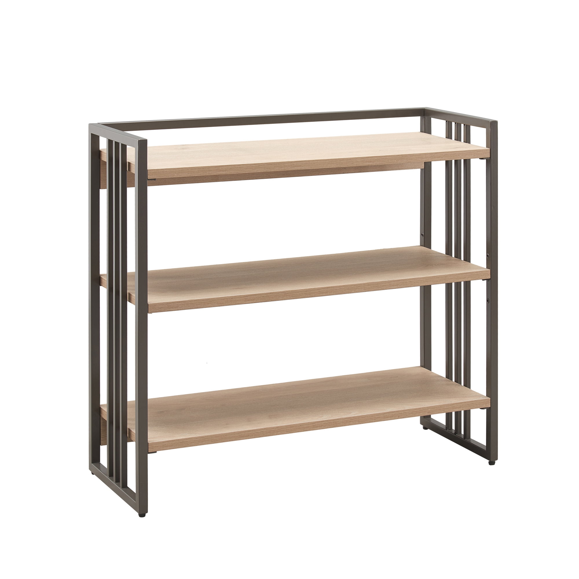 Slatted Bookshelf in White Oak and Gunmetal Gray - Walmart.com