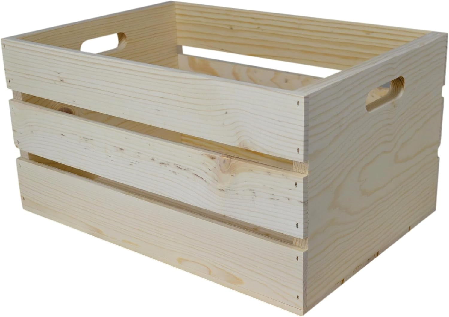 Slatted Pine Crate with Hand Holes, 18 x 12.5 x 9.5 Inches Outside ...