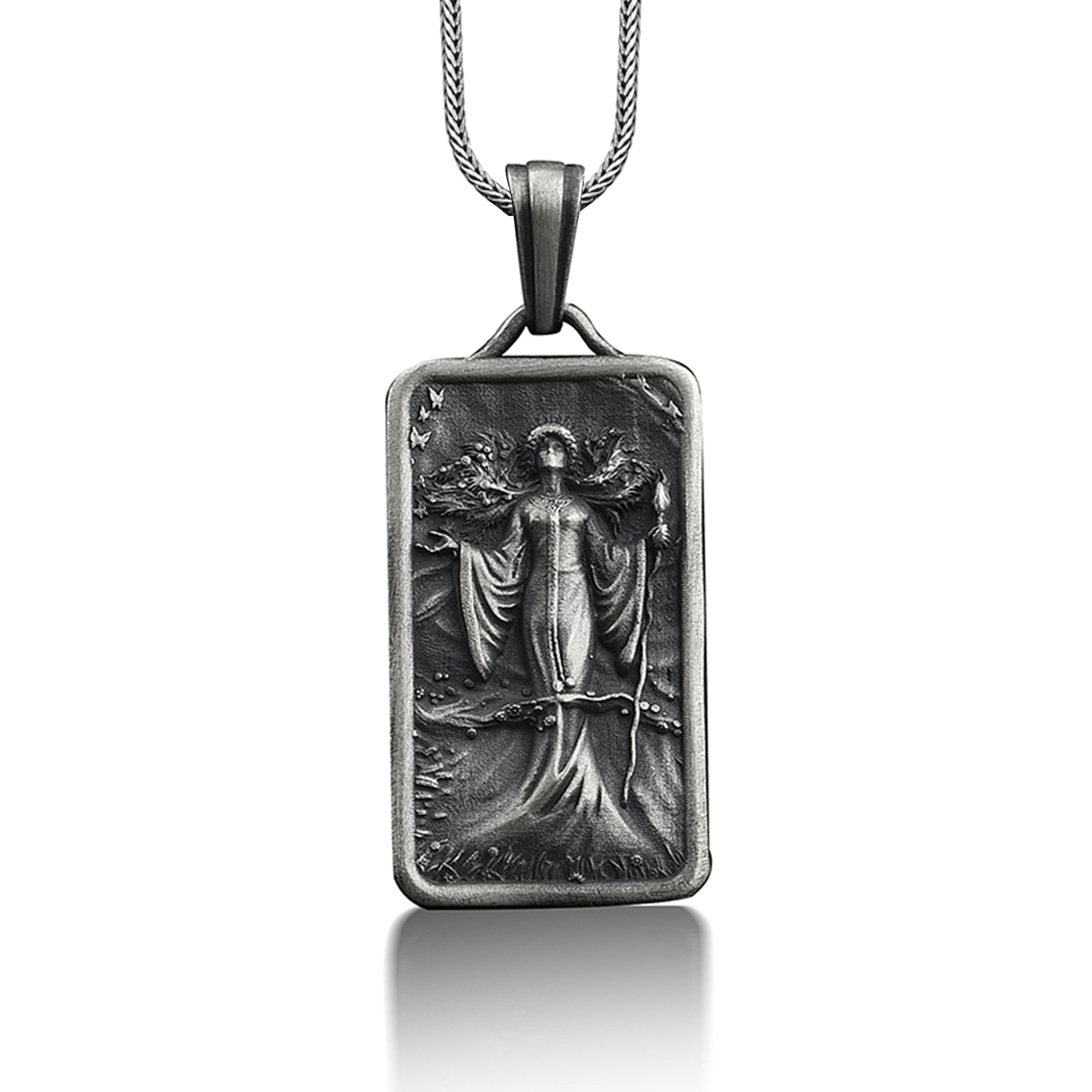 Slavic goddess rectangle pendant with custom mame, Zhiva personalized ...