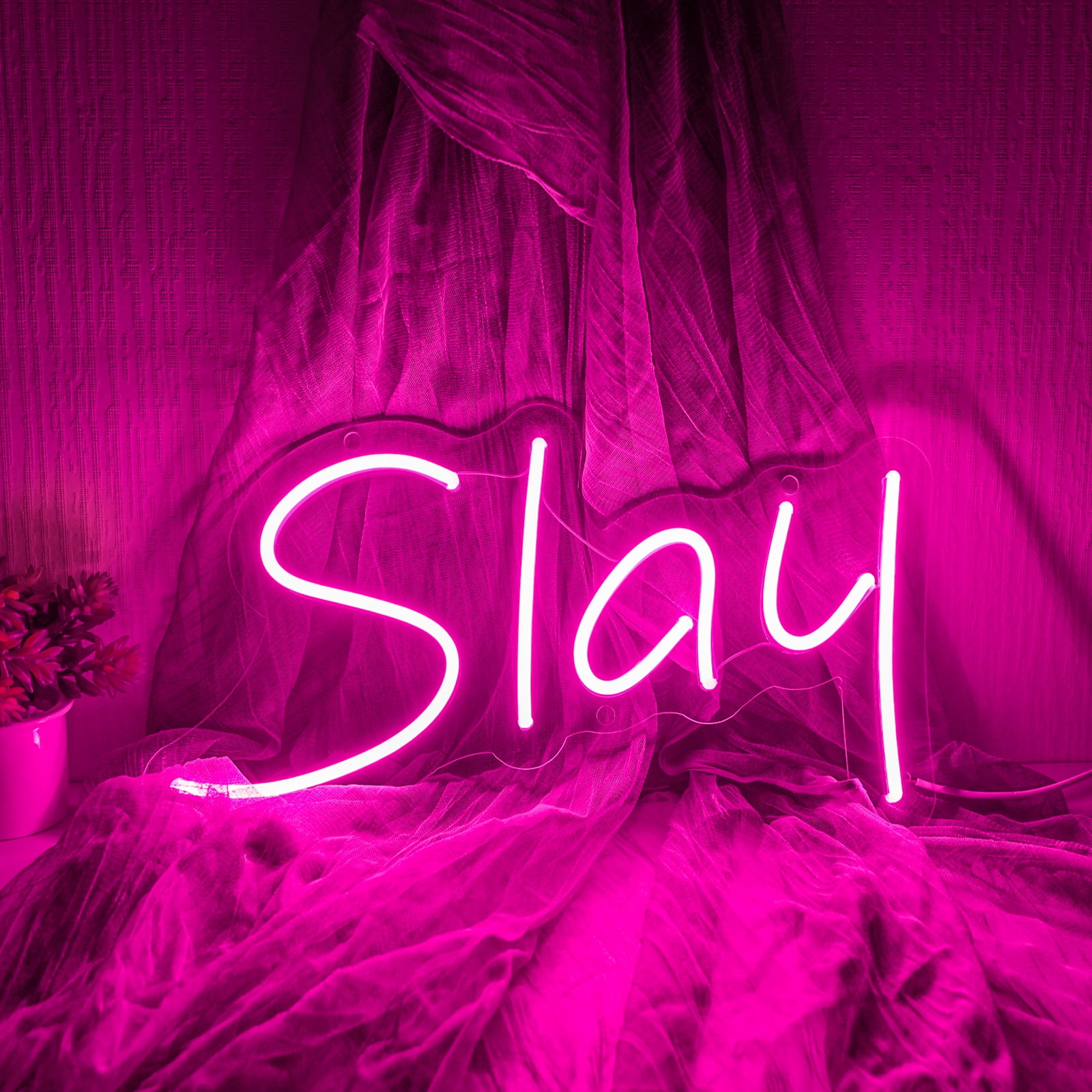 Slay Neon Sign Pink Slay LED Neon Light Signs 15×8 Inch for Wall Decor ...