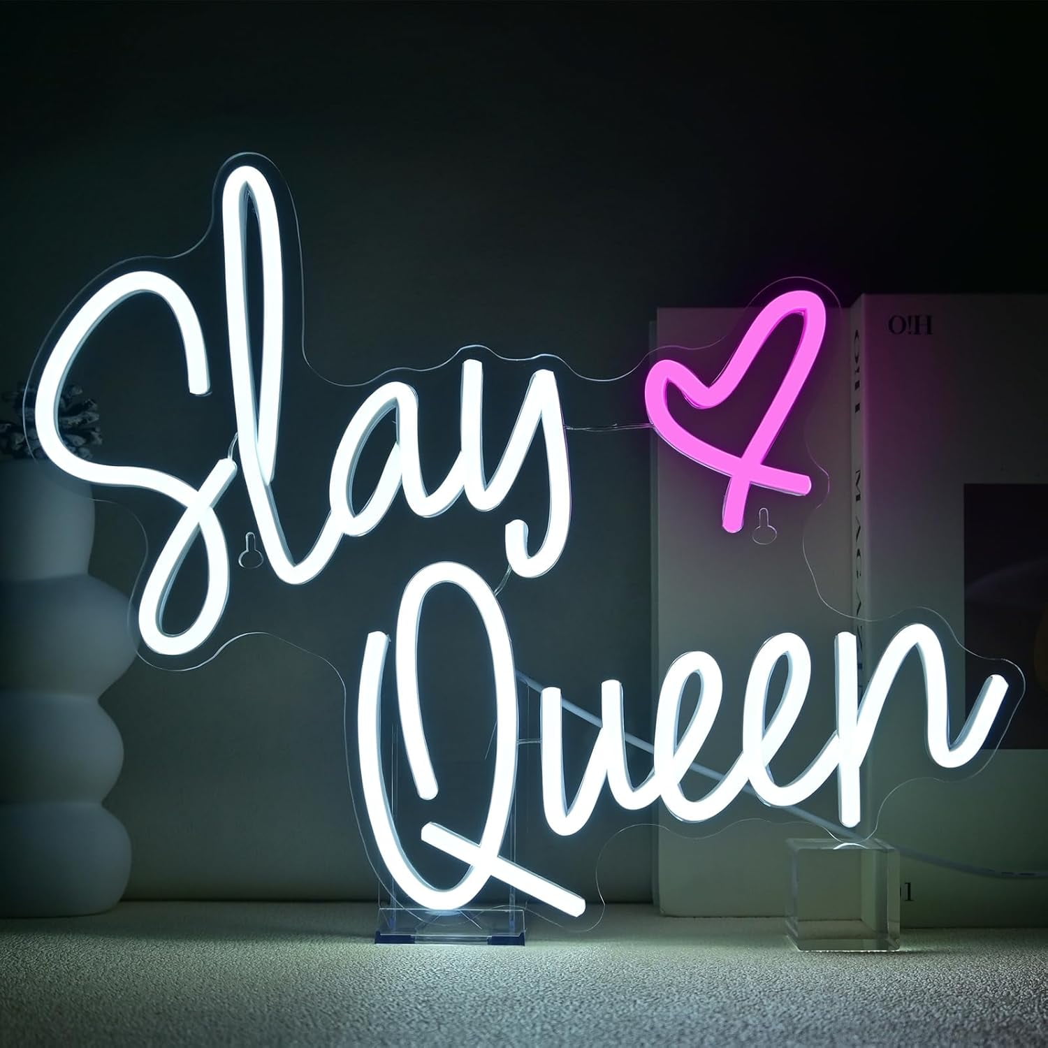 Slay Neon Sign White Neon Light Up Signs for Wall Decor Neon Light for ...