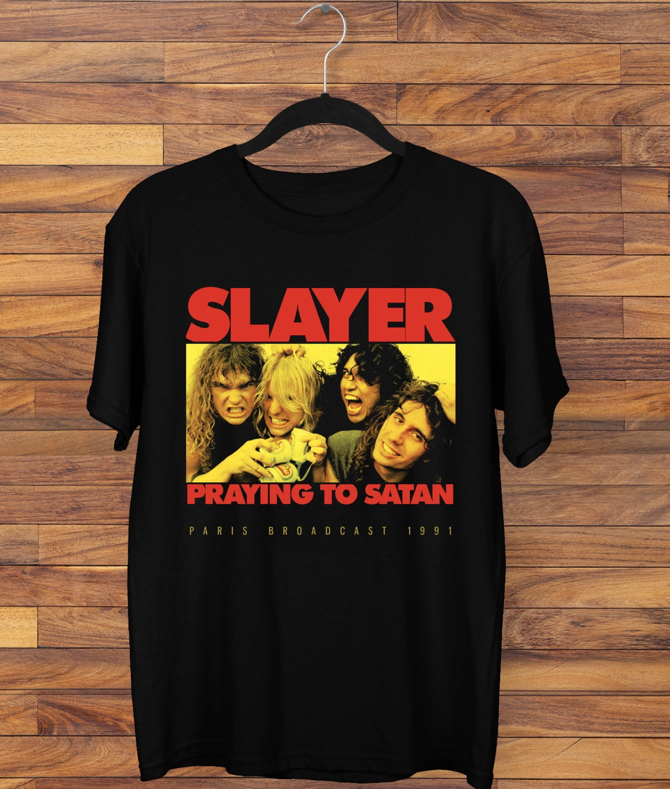 Slayer Band Praying To Satan Men T-shirt Black Short Sleeve All Sizes ...