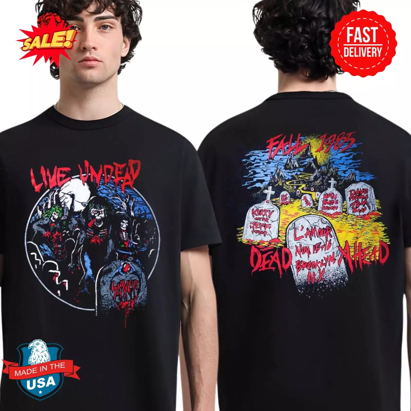 Slayer Live Undead 87 Stonewash Fall 1985 40th Anniversary TShirt ...
