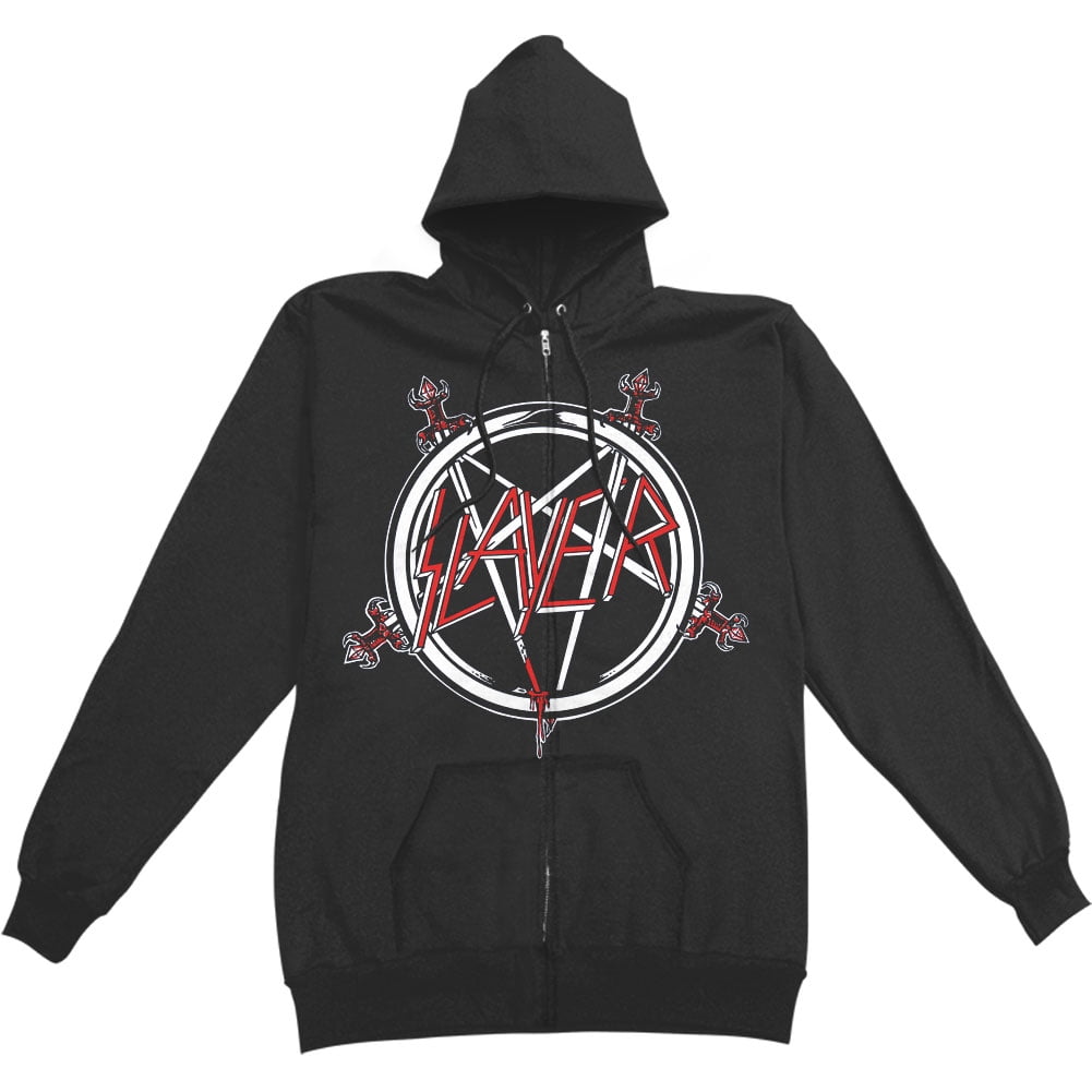 Slayer Men's Pentagram Zip Hoodie Zippered Hooded Sweatshirt Small ...