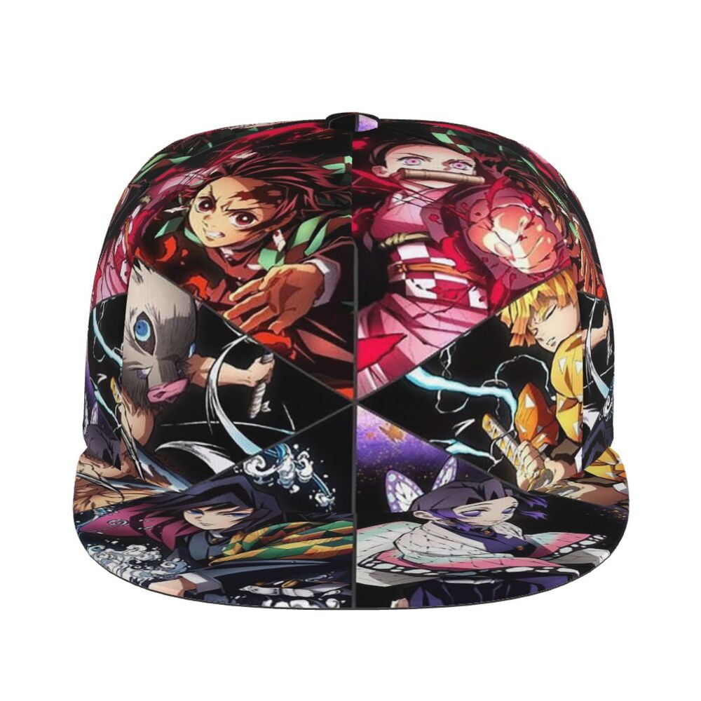 Slayer Nezuko Kamado Adjustable Flat Brim Baseball Cap Snapback Hat Hip ...