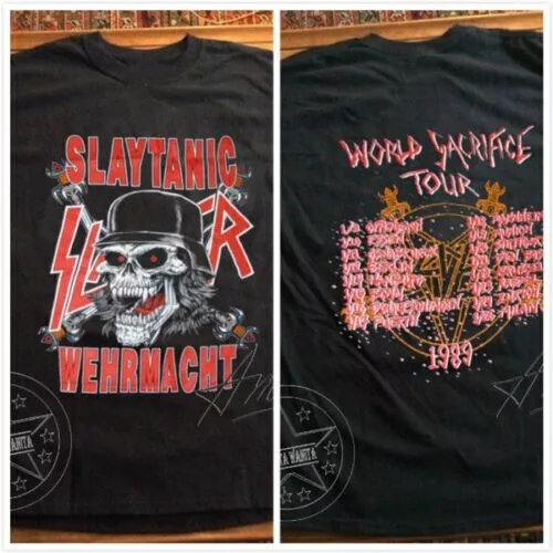 Slayer Slaytanic Wehrmacht World Tour 1989 Cotton Black Unisex T-shirt ...