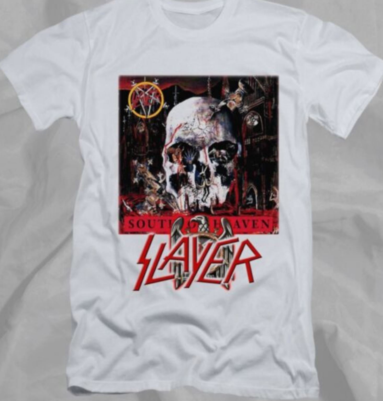 Slayer South of Heaven Retro 90s Rare White Tee Shirt - Walmart.com