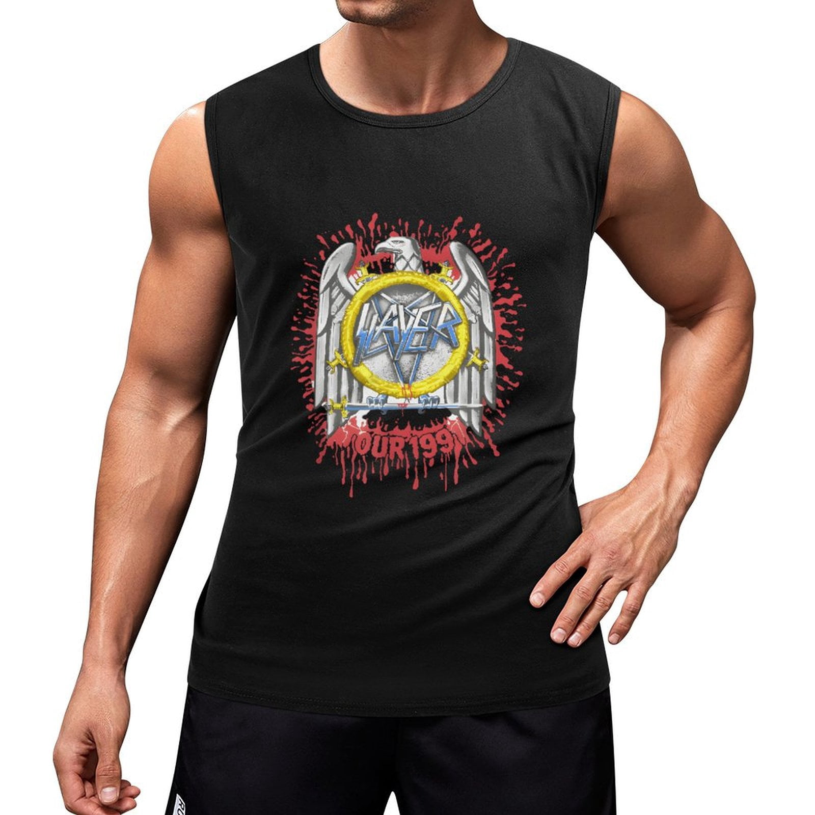 Slayer_Spunky Men'S Muscle T-Shirt, Sleeveless, Muscle Tank Tee Top S ...