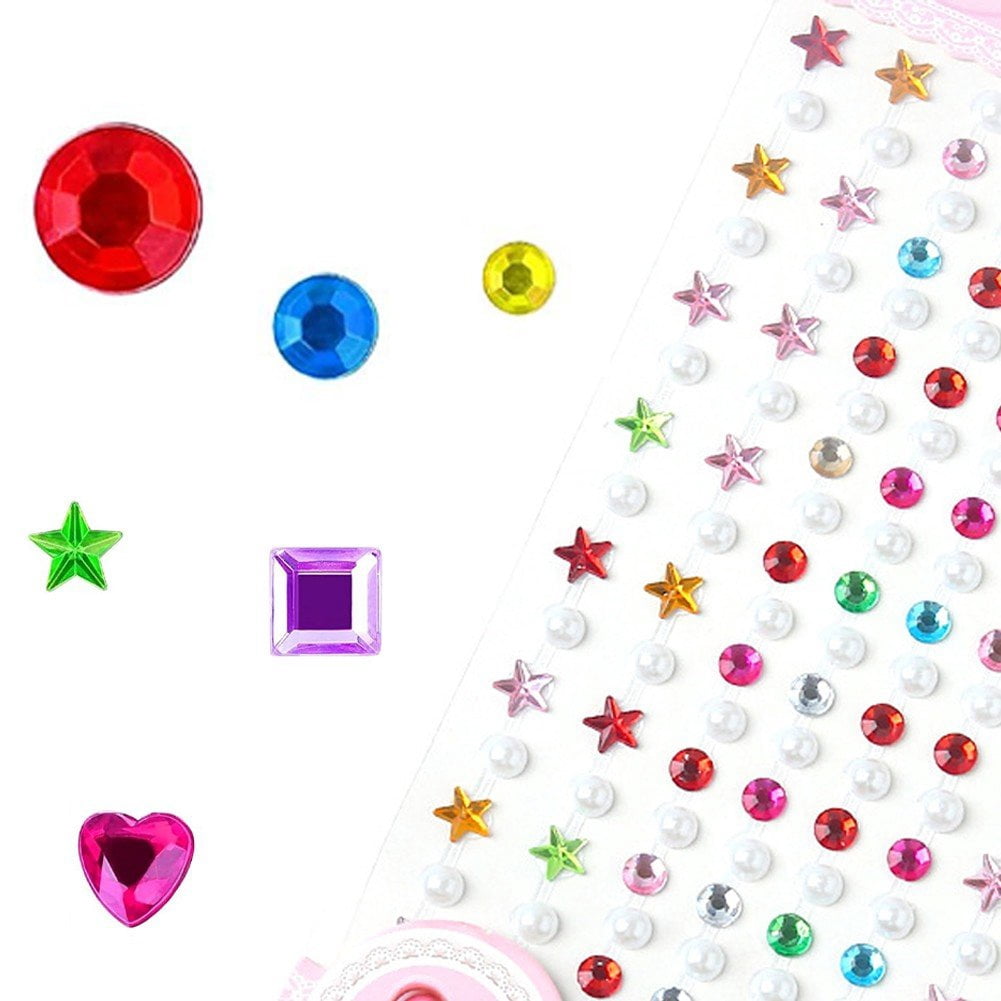 Slccxzc 1280Pcs Self-Adhesive Rhinestone Stickers Mixed Shapes Colors ...