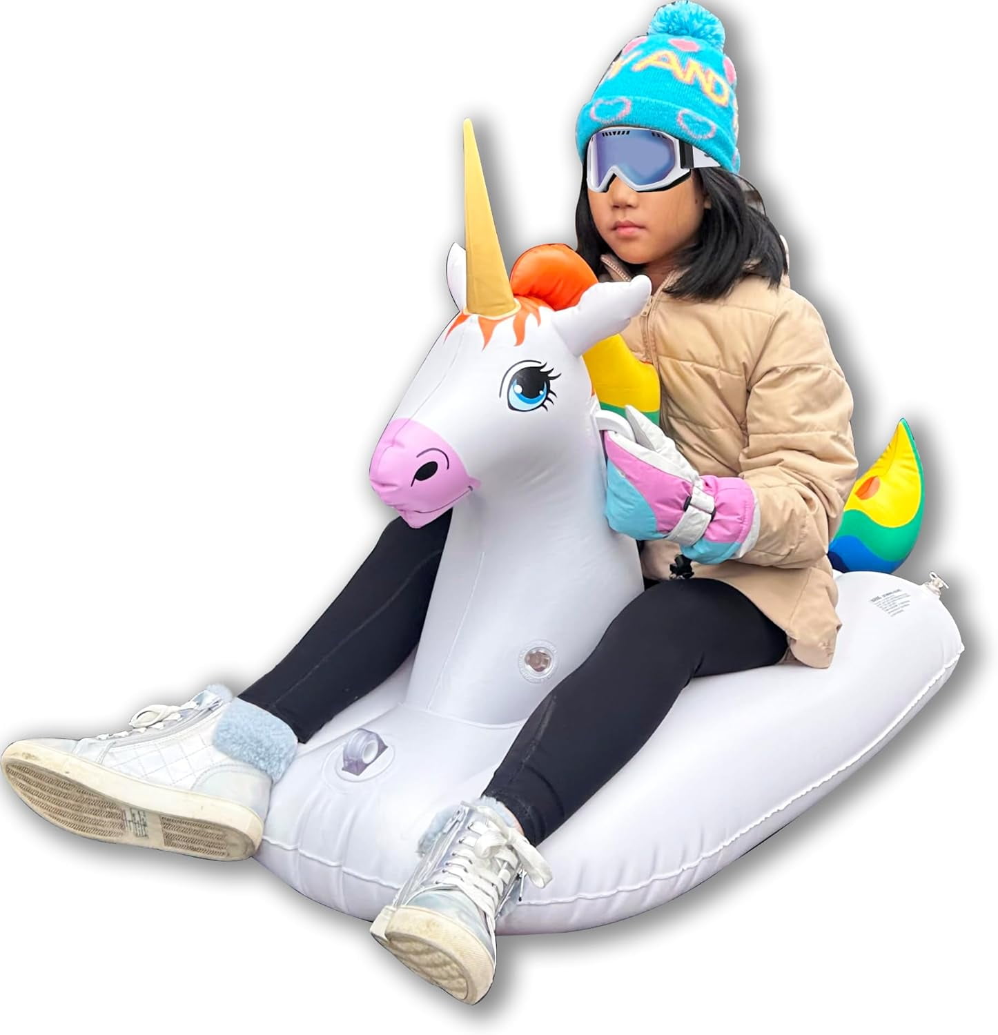 Sled Unicorn Snow Tube Inflatable 49 inches Long One Person snow and ...