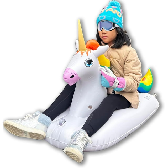 Sled Unicorn Snow Tube Inflatable 49 inches Long One Person snow and ...
