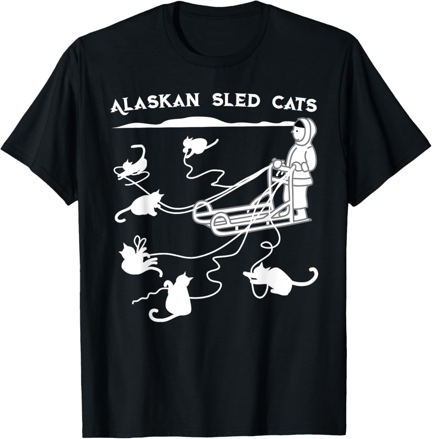 Sledding Gift Cute Alaskan Sled Cats for Cat-Loving Alaskans T-Shirt ...