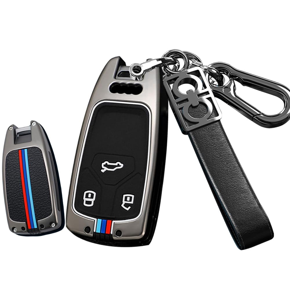 Sleek 3-Button Smart Key Fob Cover with Metal Keychain for Audi A4 S4 ...