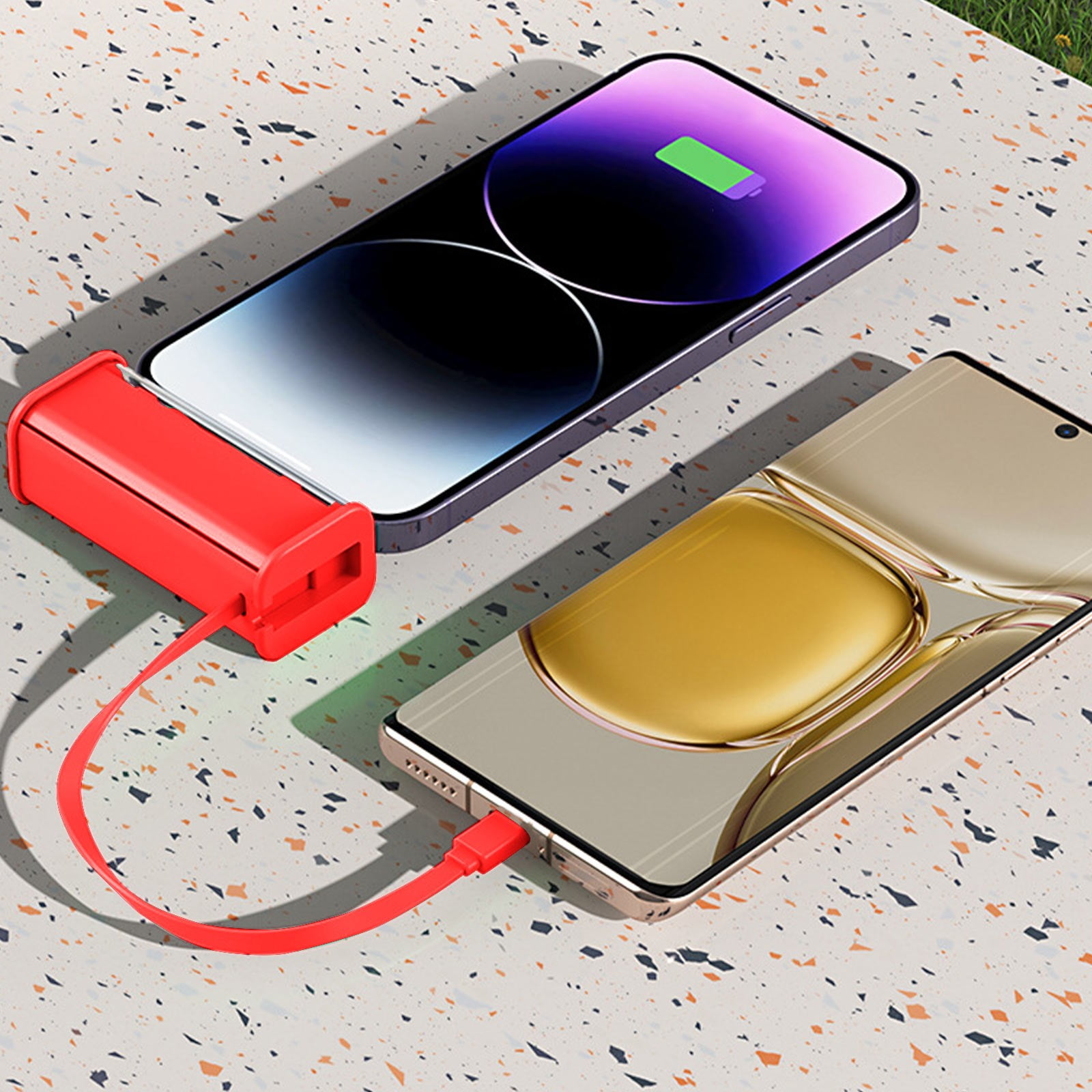 Sleek And Portable Transparent Capsule Power Bank With Built-in Cable ...