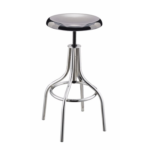 Sleek Backless Adjustable Metal Swivel Bar Stool, Silver - Walmart.com