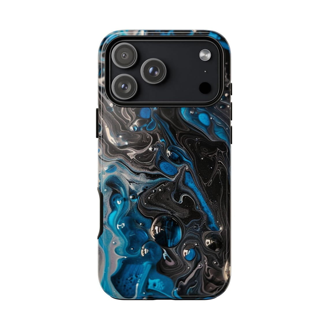 Sleek Black Blue Liquid Hydro Dip Ink Art with iPhone 17 to 11 Pro Max ...