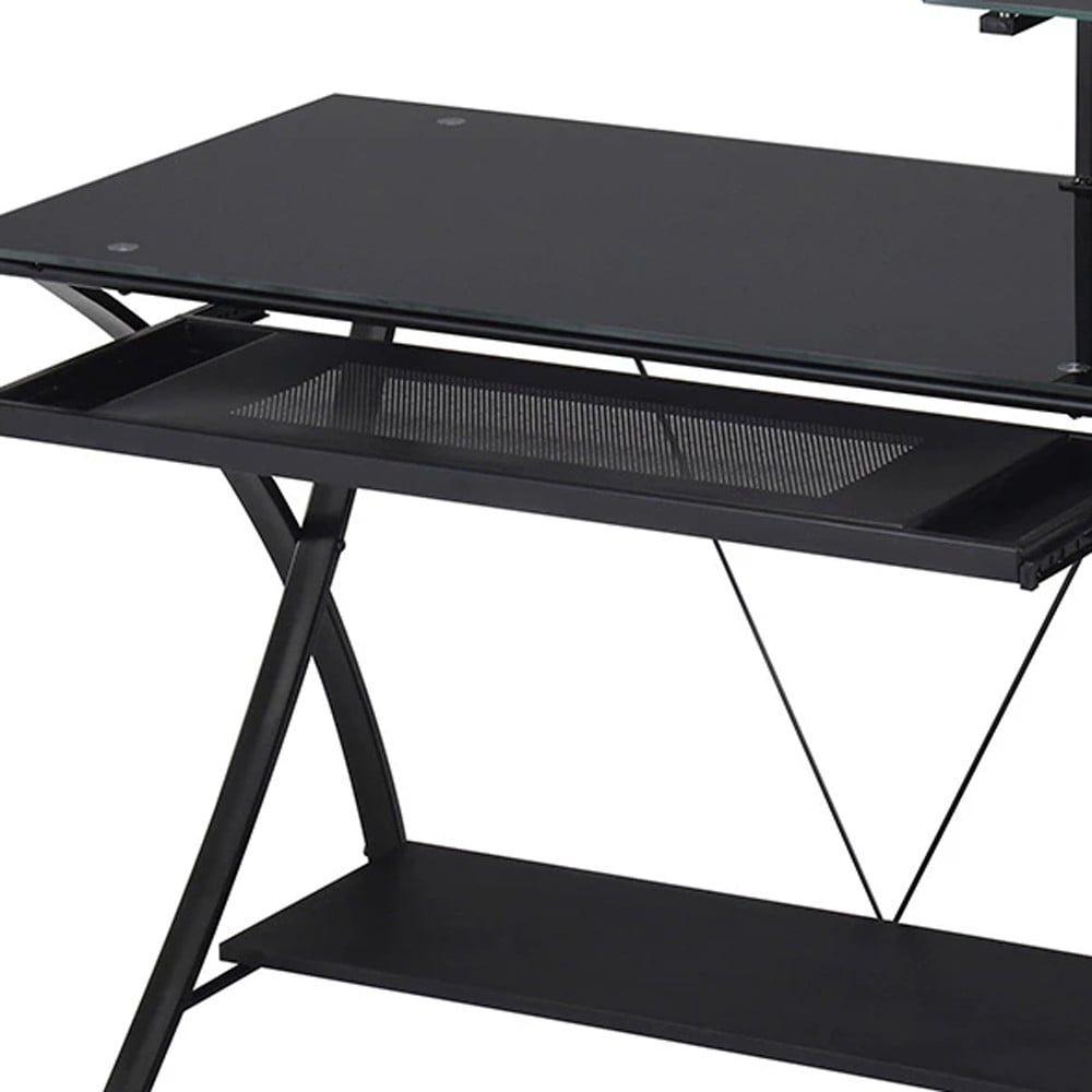 Sleek Black Glass Computer Desk - Walmart.com