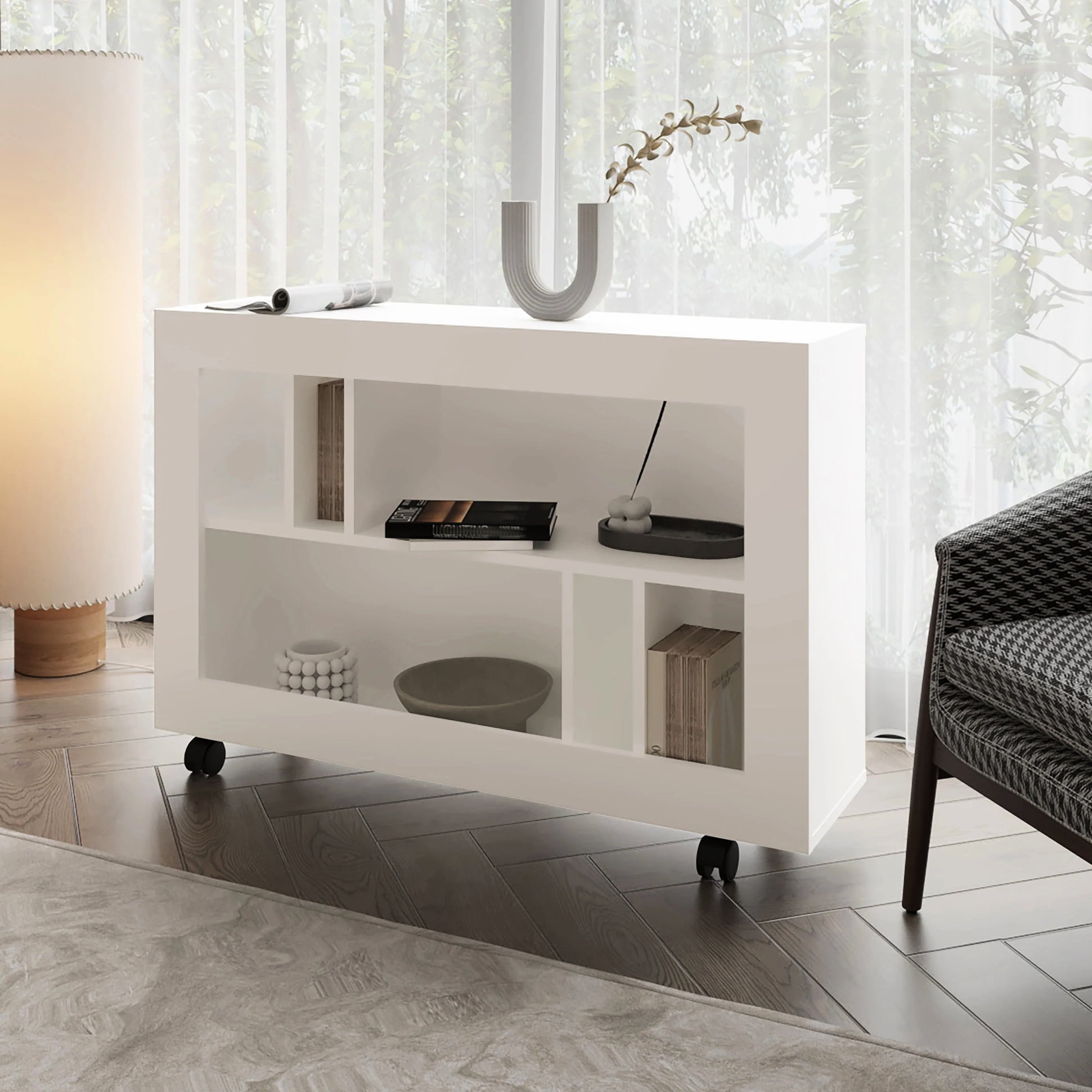 Sleek Console Table In White - Open Storage For Your Essentials ...