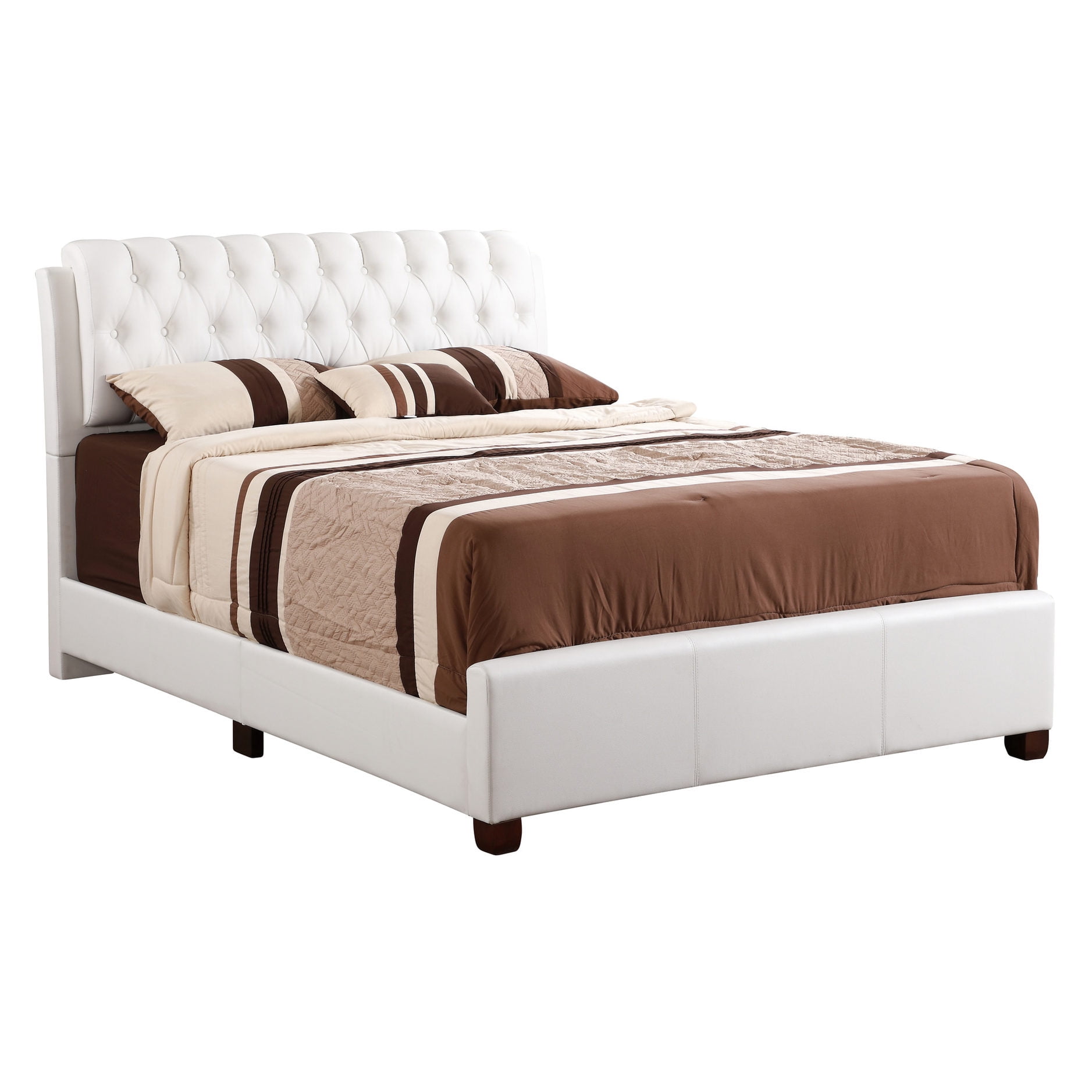 Sleek Contemporary King Size Bed - White, , Spacious Sleep Area, Simple ...
