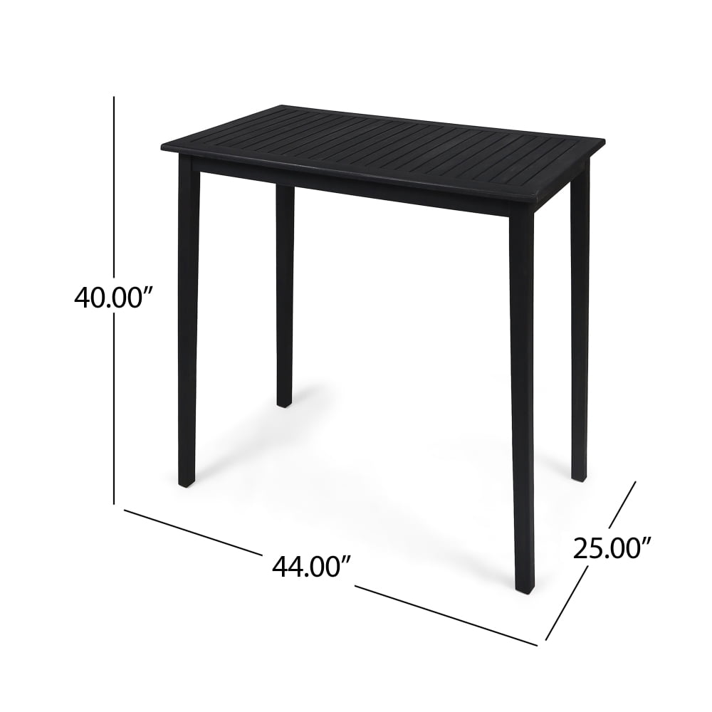 Sleek Dark Gray Minimalist Acacia Wood Rectangle Outdoor Bar Table: The ...