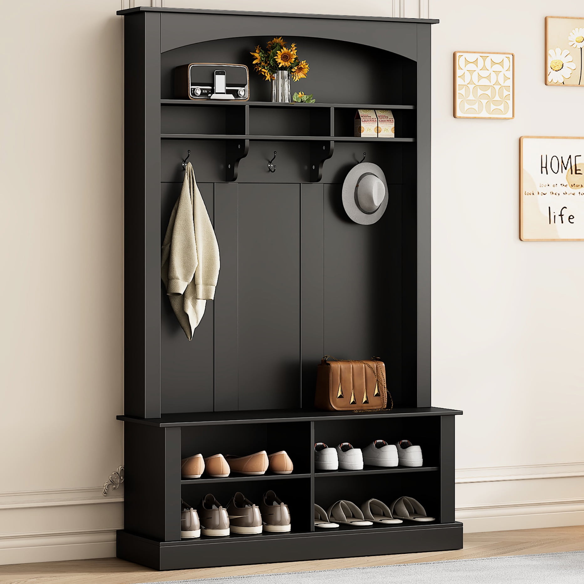Sleek Design Hall Tree with Arc Panels - Create a Stylish Entryway ...