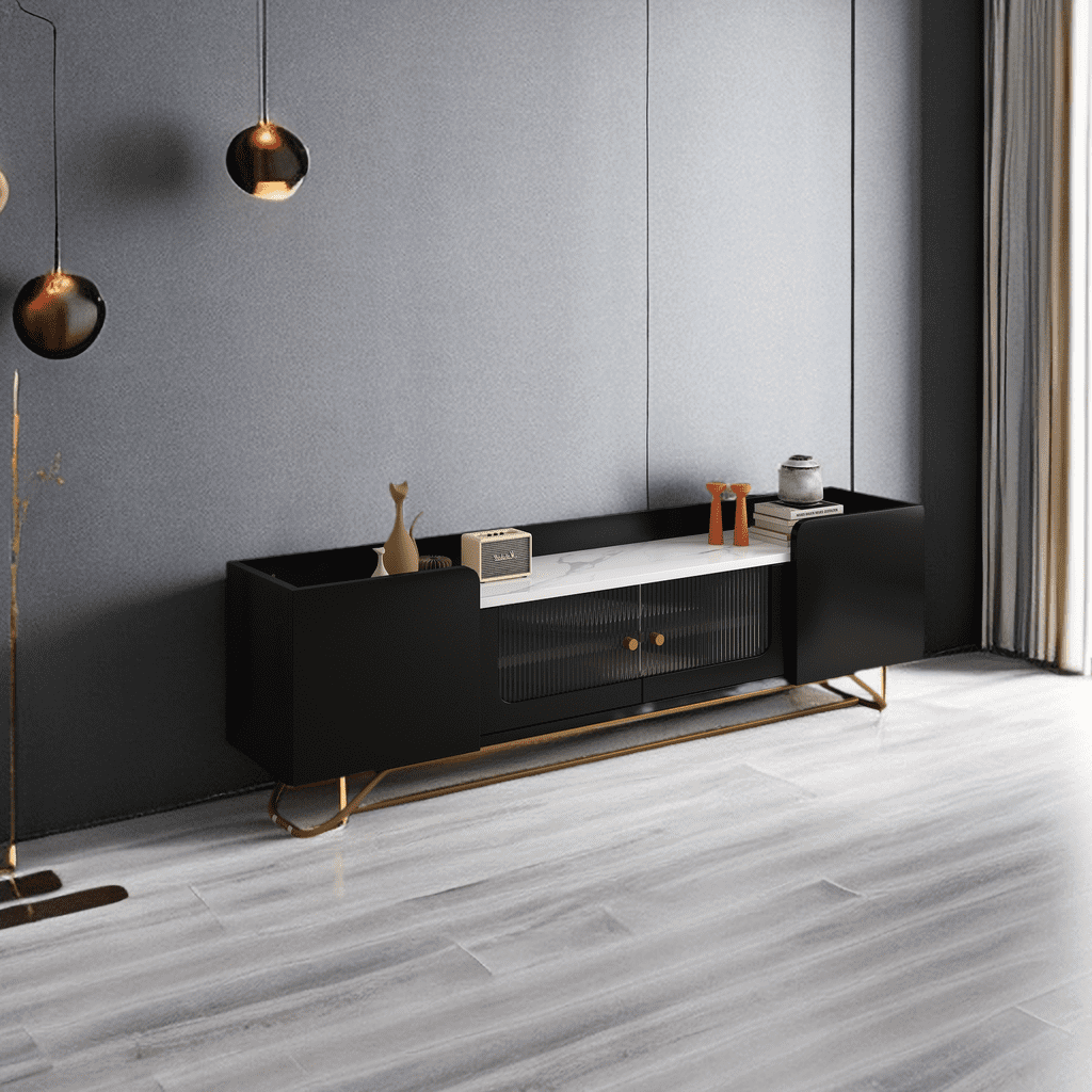 Sleek Design TV Stand for TVs Up to 70",Faux Marble Top TV Console ...
