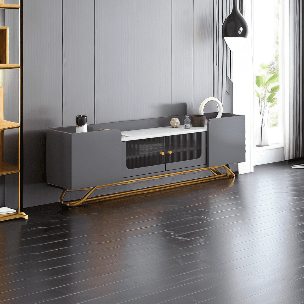 Sleek Design TV Stand for TVs Up to 70",Faux Marble Top TV Console ...