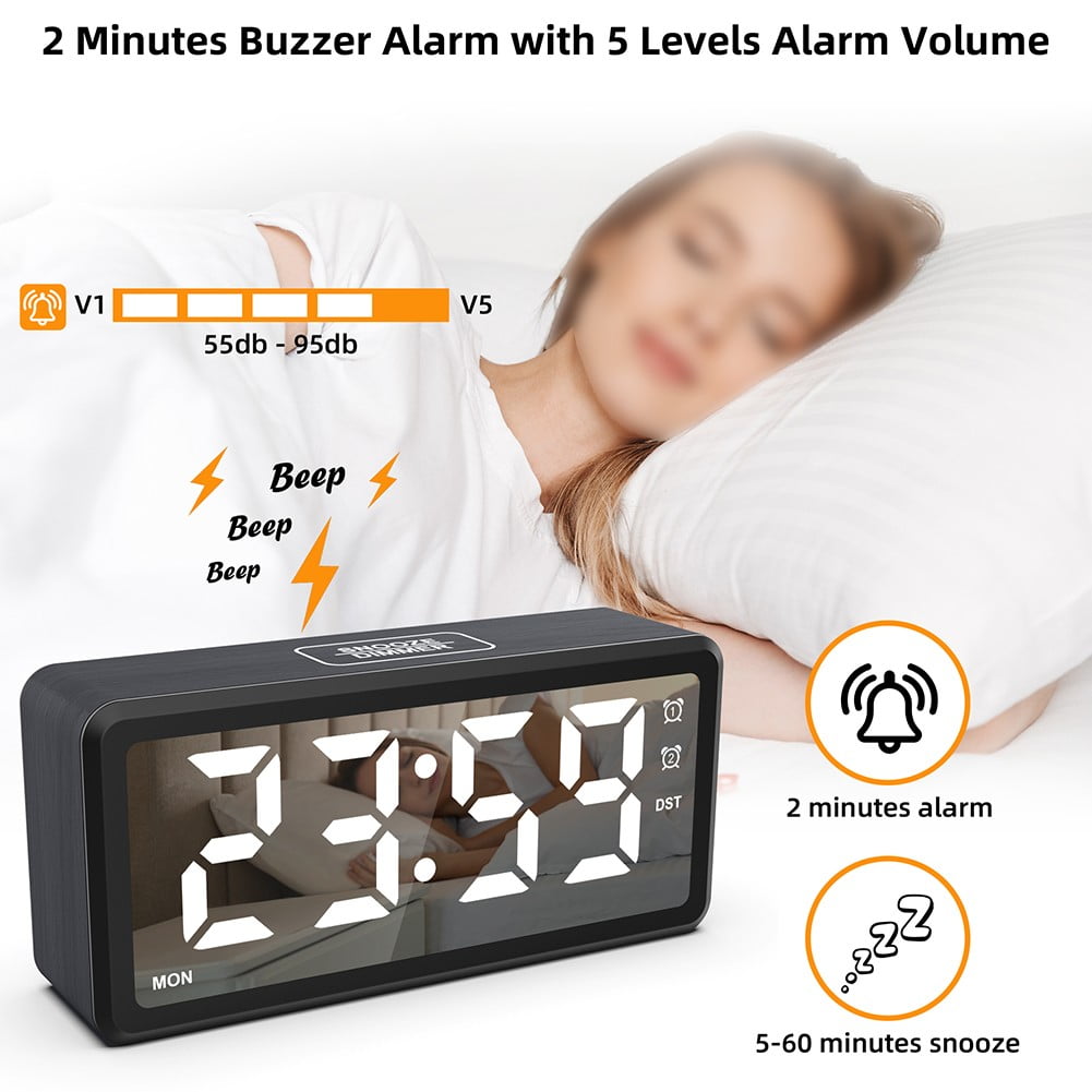 Sleek Digital Alarm Clock With Adjustable Brightness Dual Alarms For ...