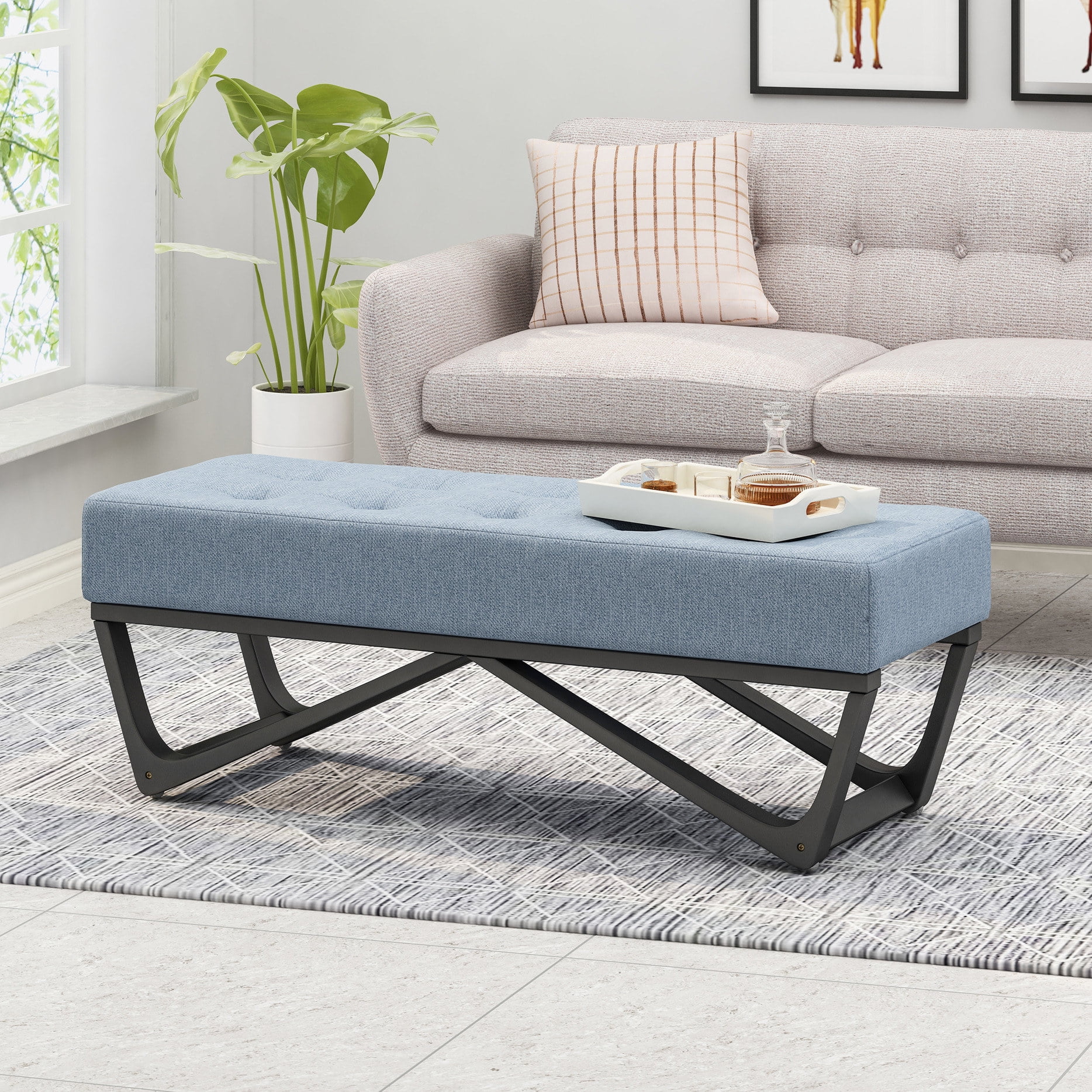 Sleek Fabric Bench+Polished Faux Wood Frame”-“Home Interior Refresh+Add ...