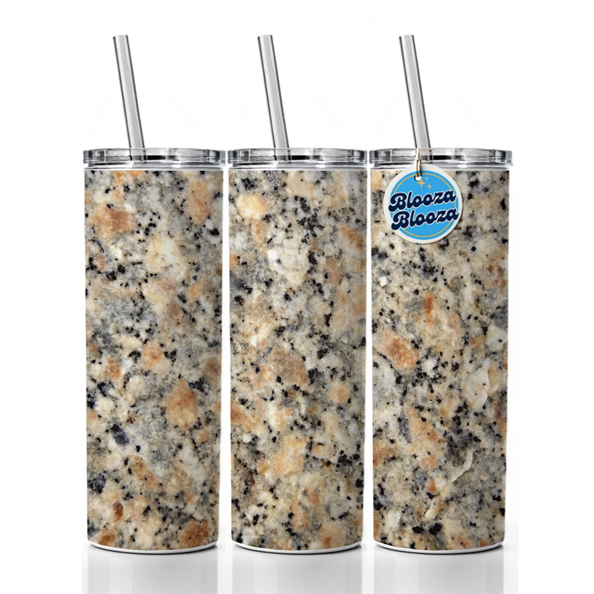 Sleek Faux Granite 20oz Insulated Water Bottle Skinny Tumbler Includes ...