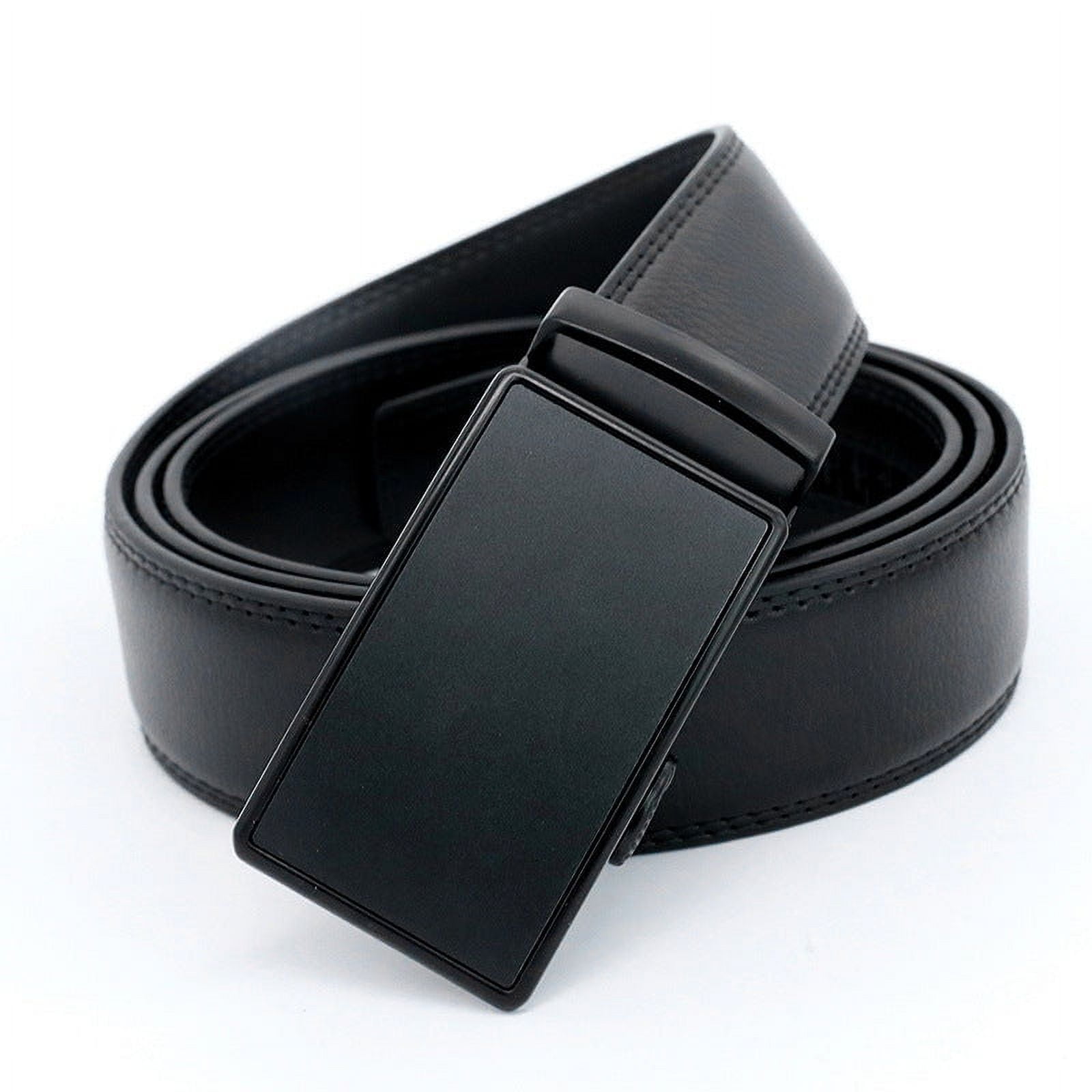 Sleek Men's Black Leather Ratchet Belt - Fits up to 43" Waist - Walmart.com