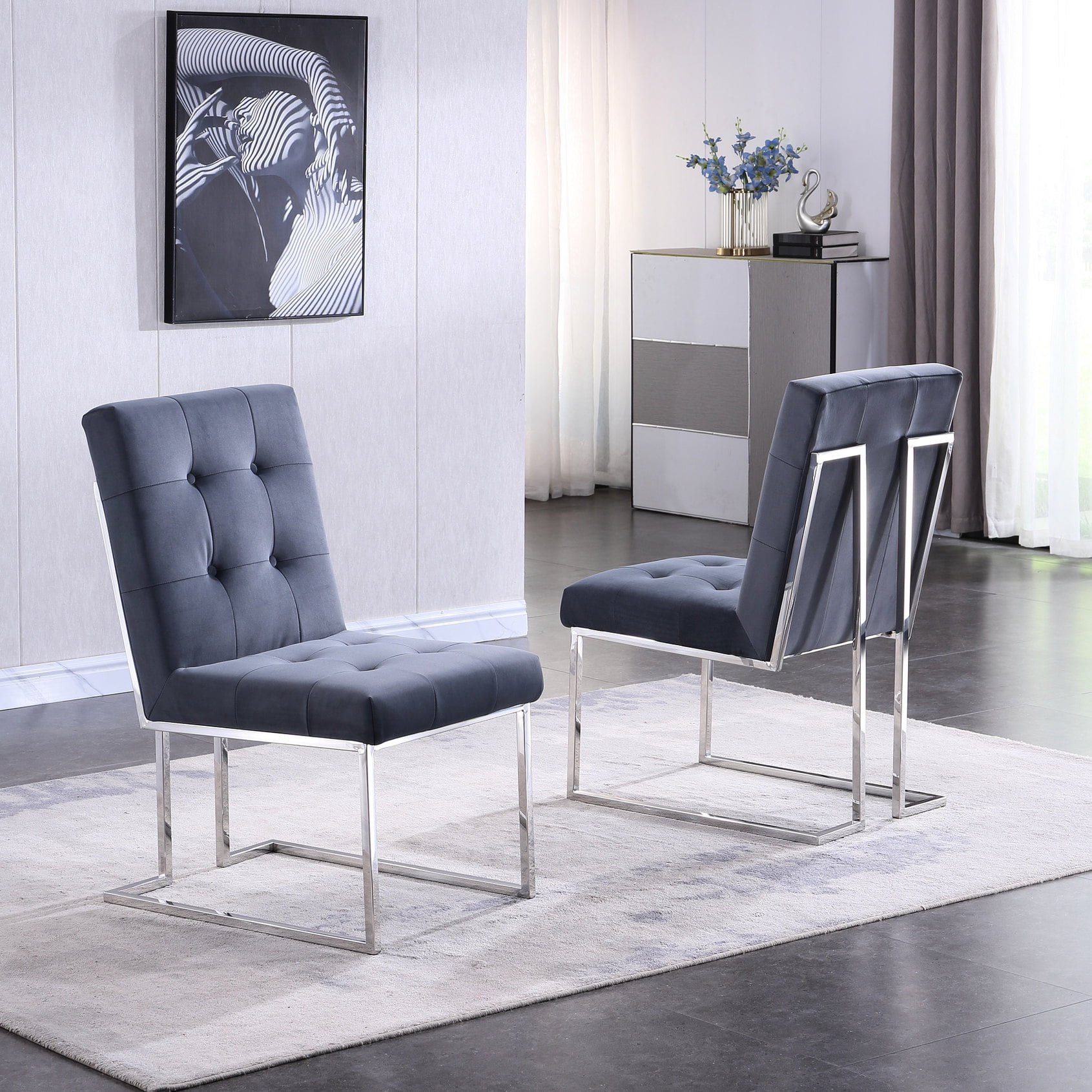 Sleek Metal Accents and Soft Velvet - Bring Luxury to Your Dining or ...