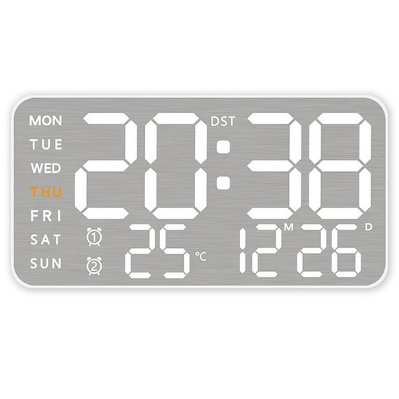 Sleek Metal Brushed Touch Led Clock Full Display With Adjustable ...