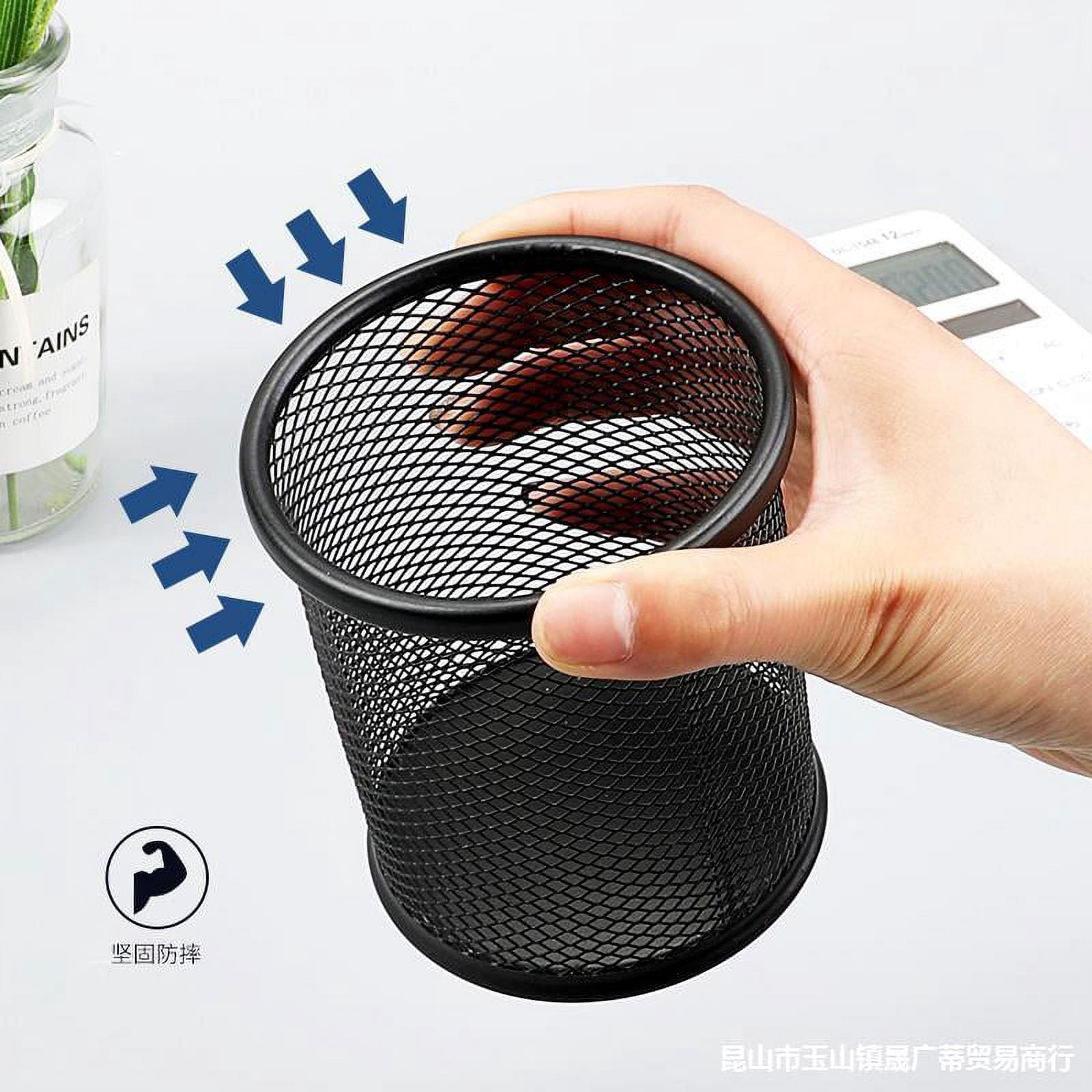 Sleek Metal Mesh Pen Cup, Compact Desk Organizer For Ballpoint Pens ...