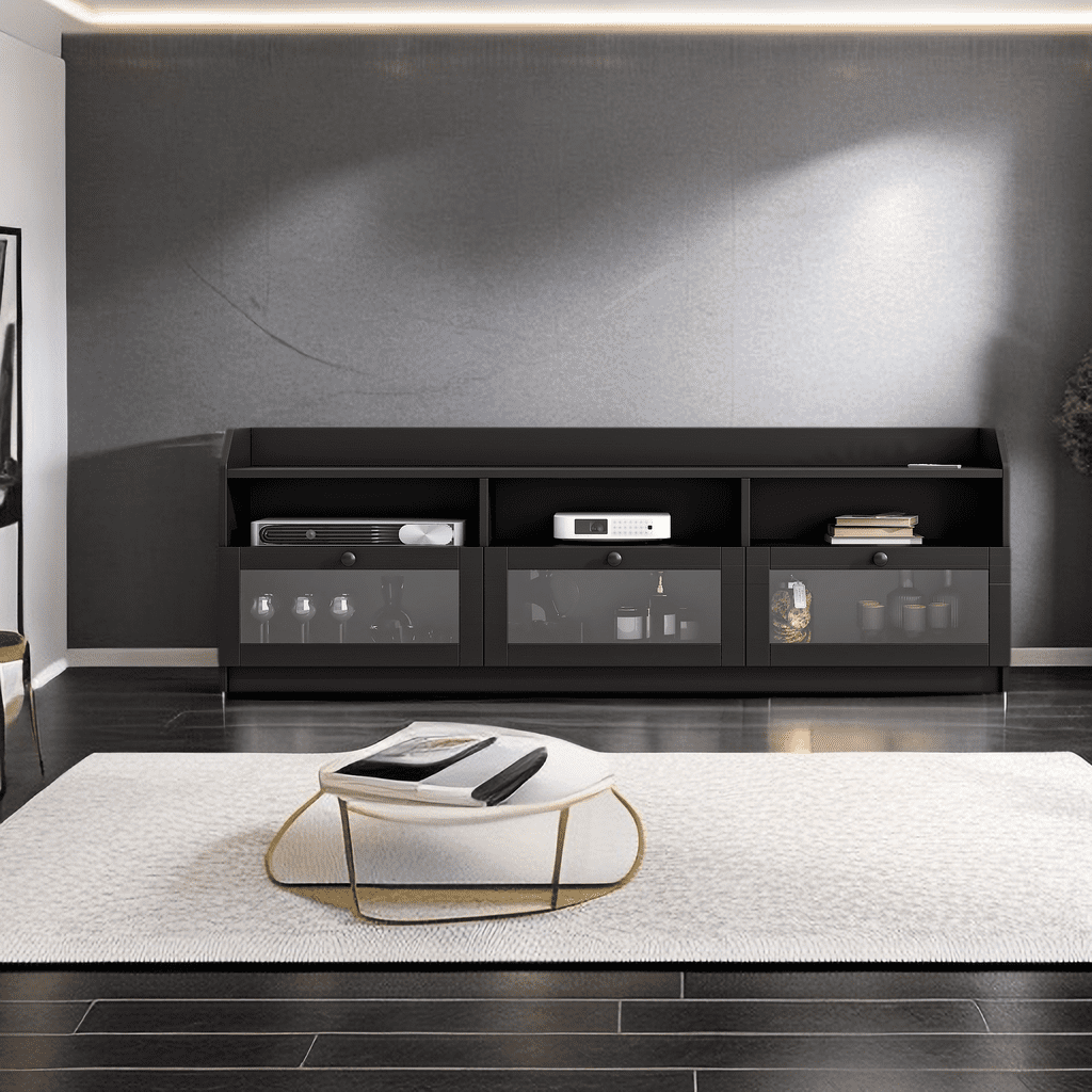 Sleek & Modern Design TV Stand with Acrylic Board Door, Chic Elegant ...