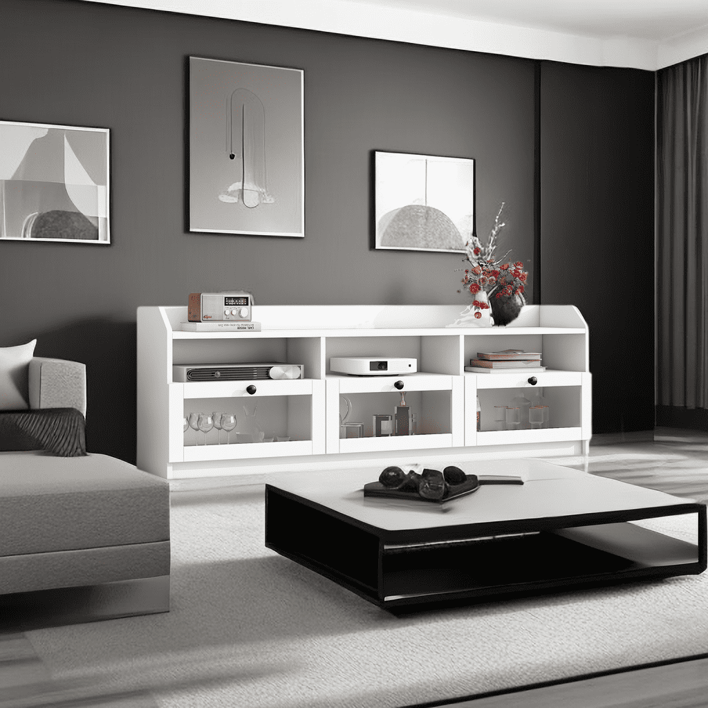 Sleek & Modern Design TV Stand with Acrylic Board Door, Chic Elegant ...