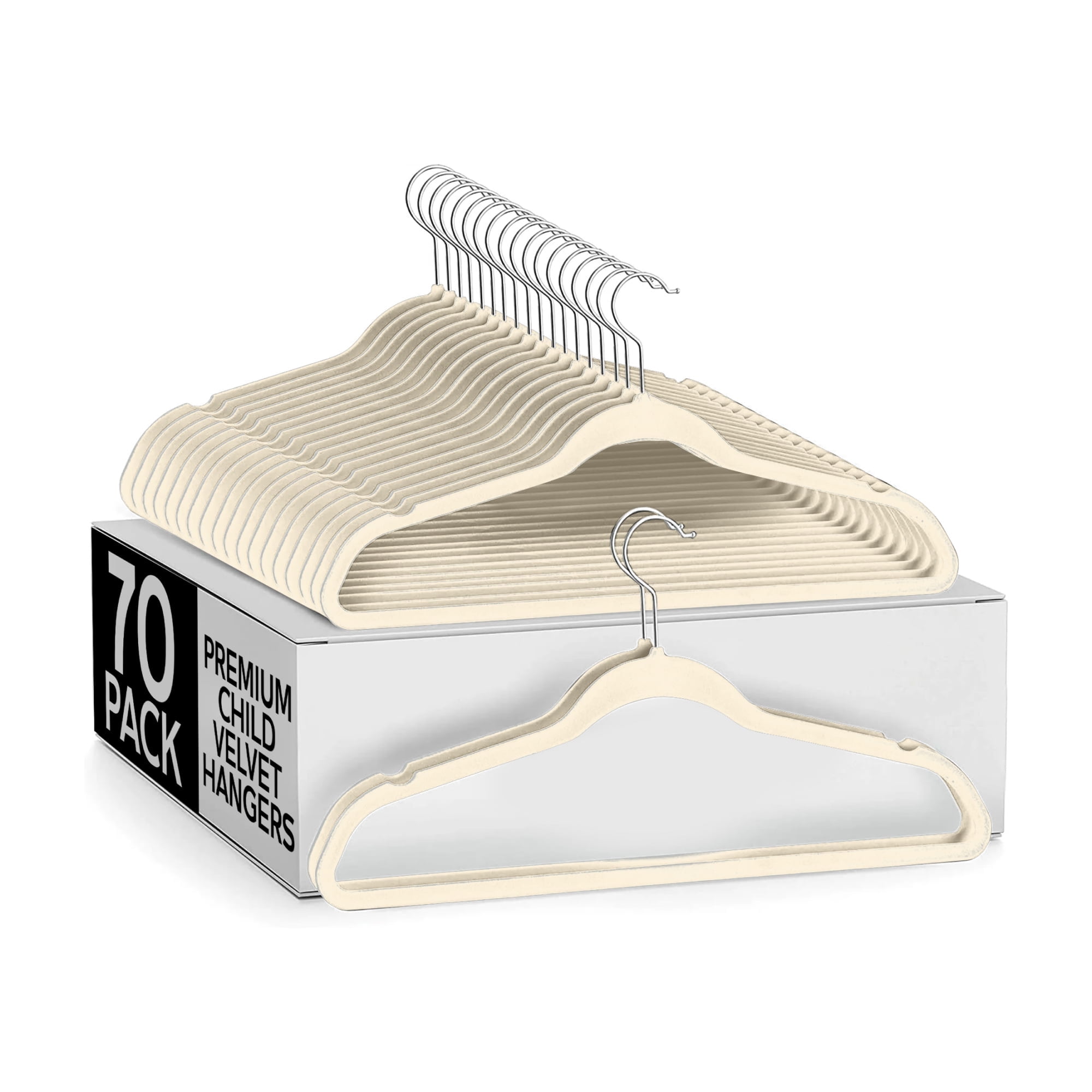 Sleek Pick Premium Children Hangers Velvet Ivory, 70 Pack,7.9 x 13.8 ...