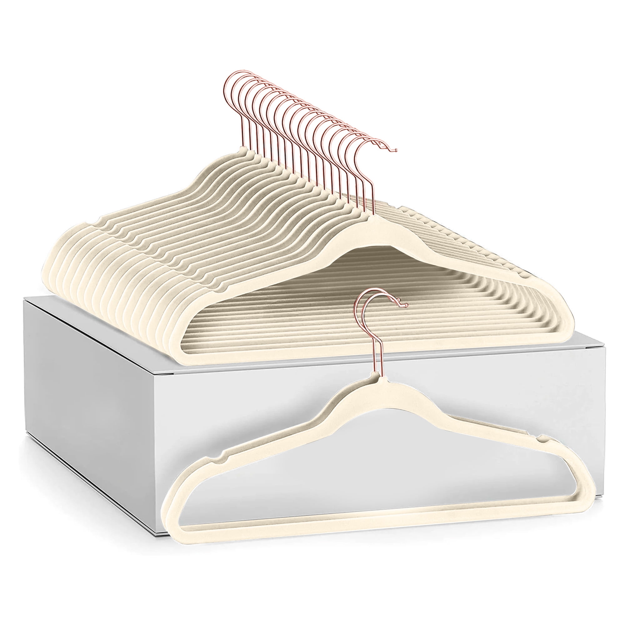 Sleek Pick Premium Velvet Hangers, Ivory, 60 Pack,9.2” x 17.4” Non-Slip ...