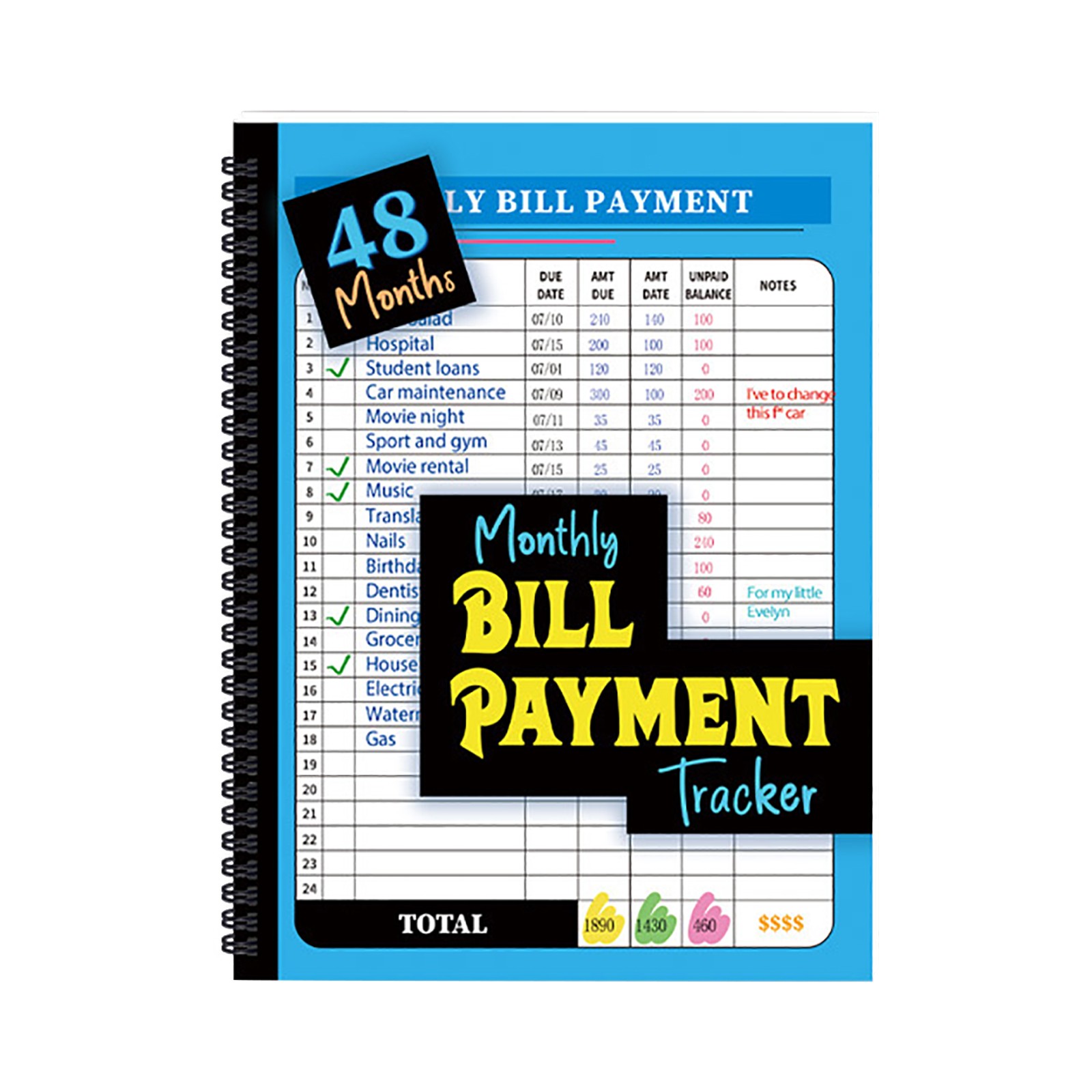 A Sleek Practical Financial Organizer with Monthly Bill Tracking Bound ...
