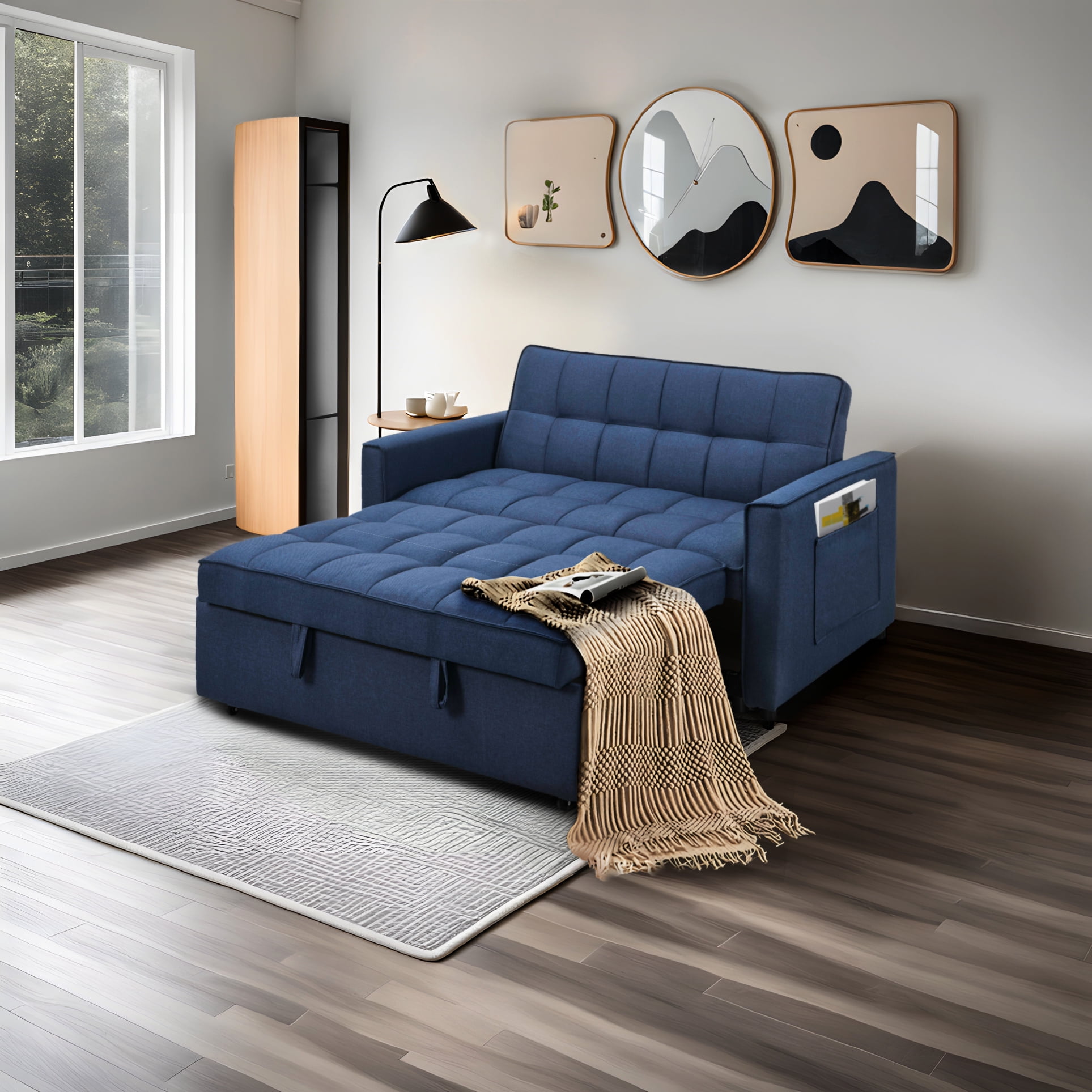 Sleek Pull-out In Blue With Dense Foam Cushion And Adjustable Position ...