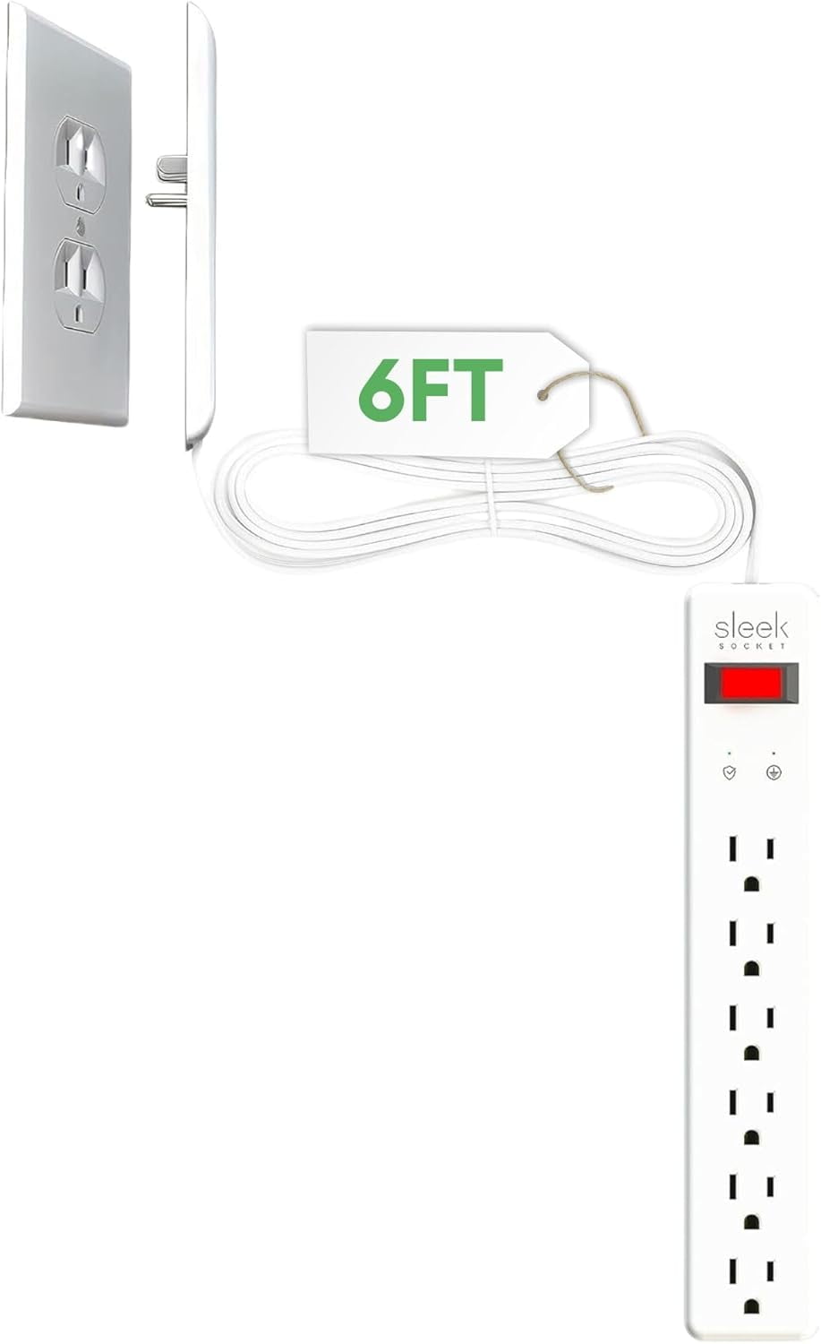 Sleek Socket Original & Patented Ultra-Thin Outlet Concealer with Cord ...